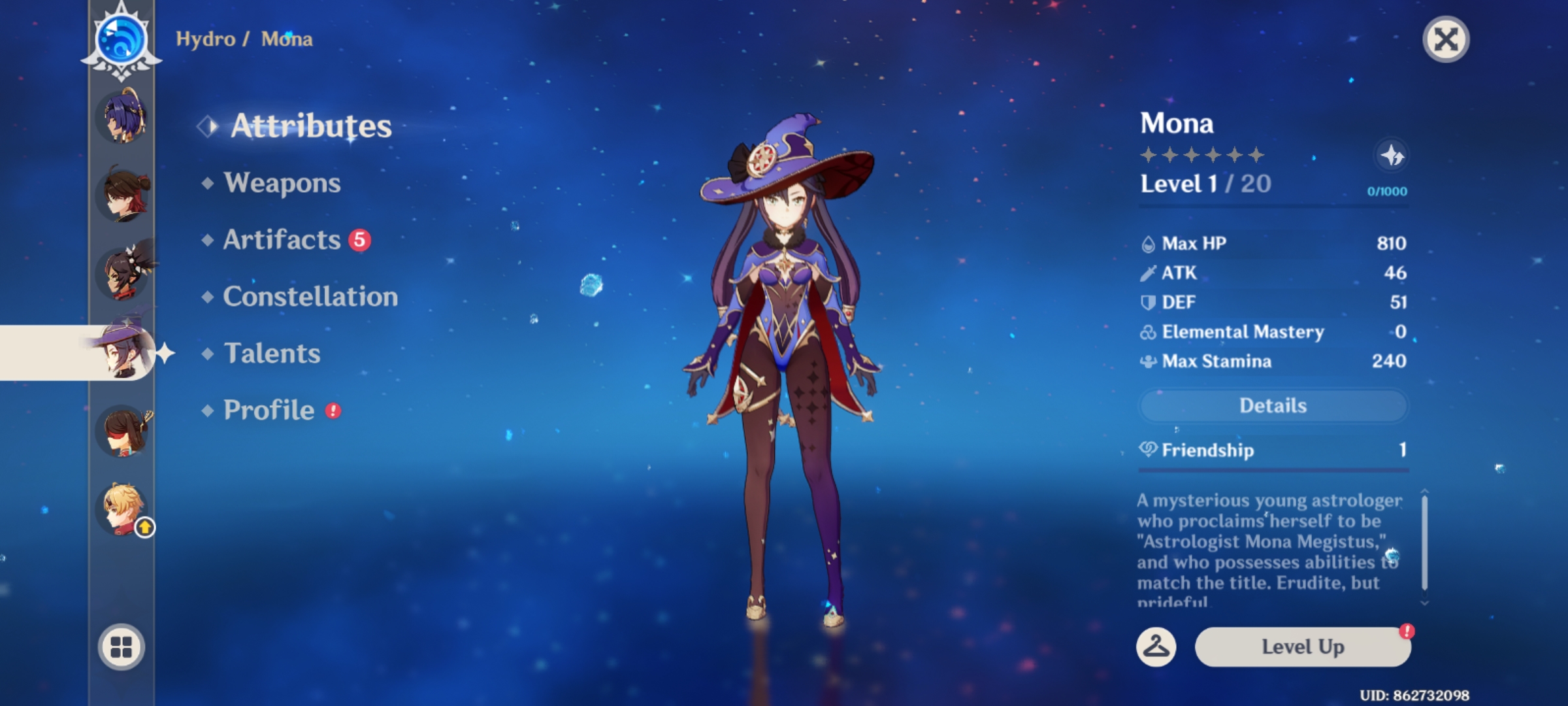 Mona Base Stats To Compare Genshin Impact | HoYoLAB