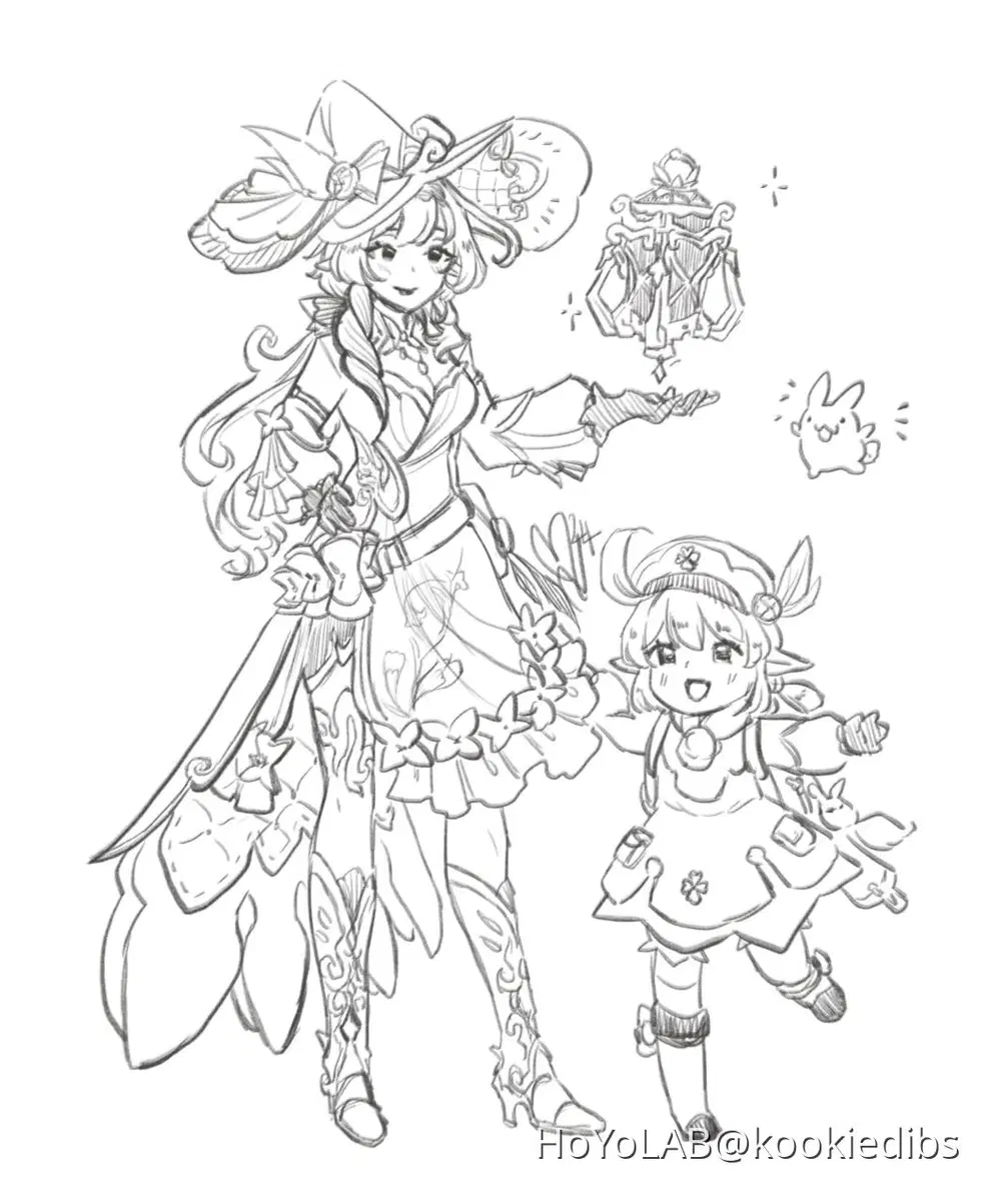 klee genshin impact coloring pages