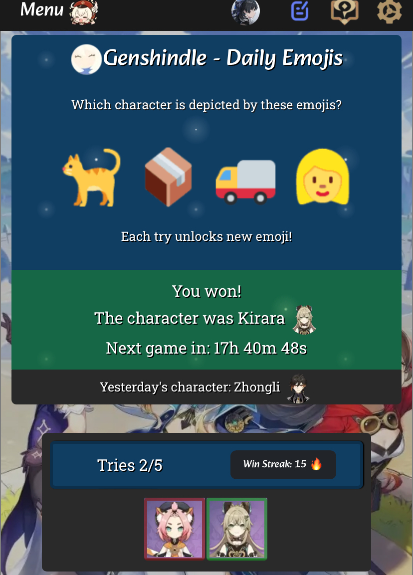 Genshindle daily emojis Genshin Impact | HoYoLAB