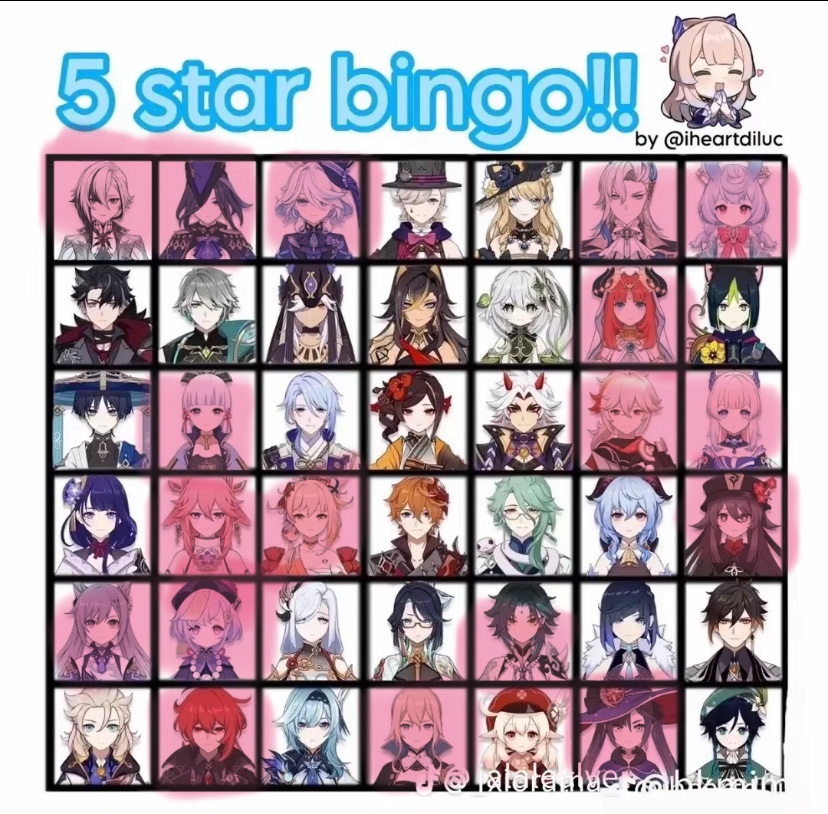 my 5 star bingo Genshin Impact | HoYoLAB