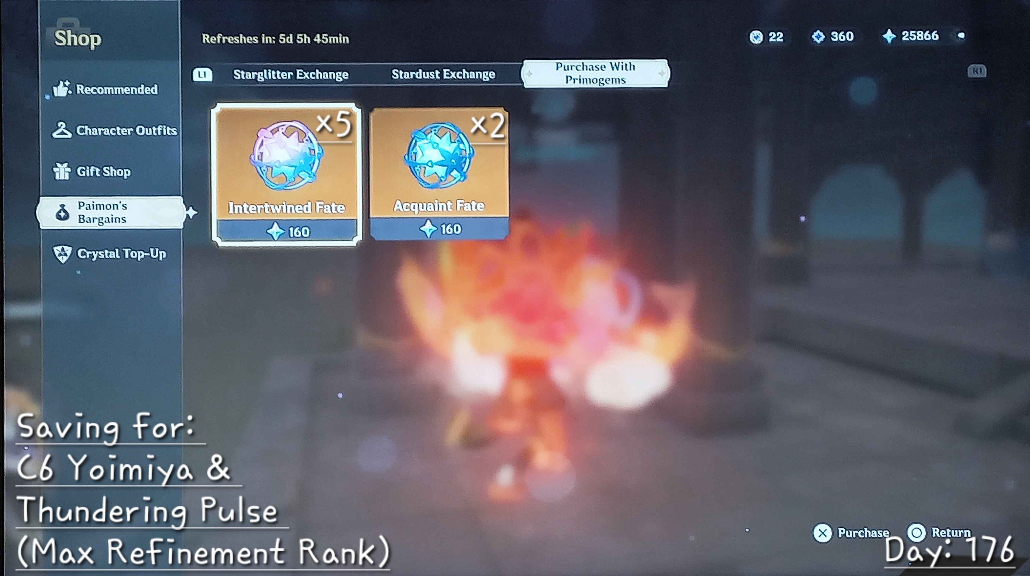 Saving for C6 Yoimiya & Thundering Pulse (Max Refinement Rank) Day: 176 ...