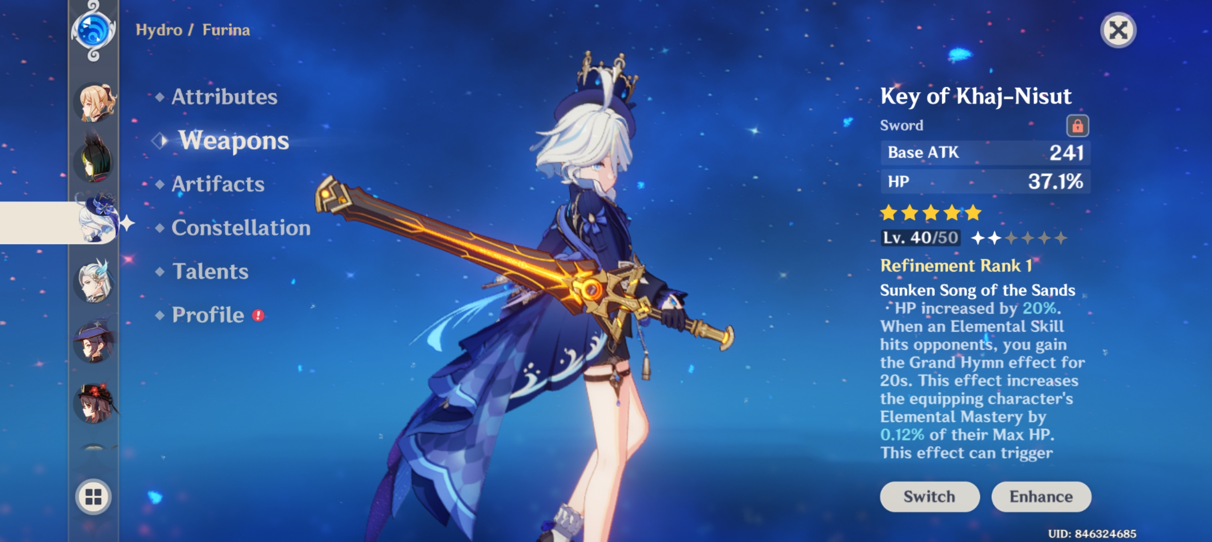 Furina - R3 Favonius Sword vs R1 Key of Khaj Nisut Genshin Impact | HoYoLAB