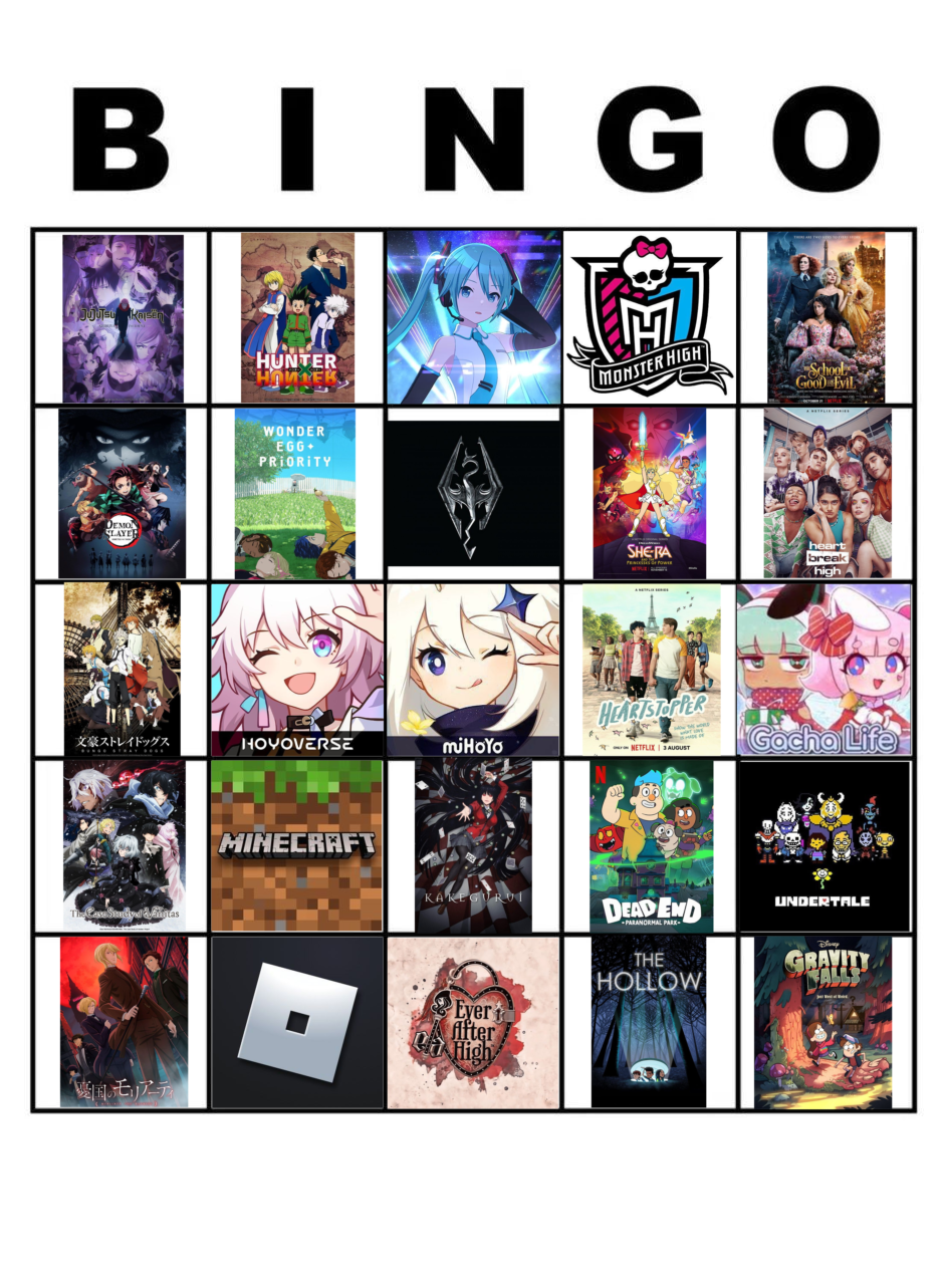 my fandom/interest bingo!!!!! | HoYoLAB