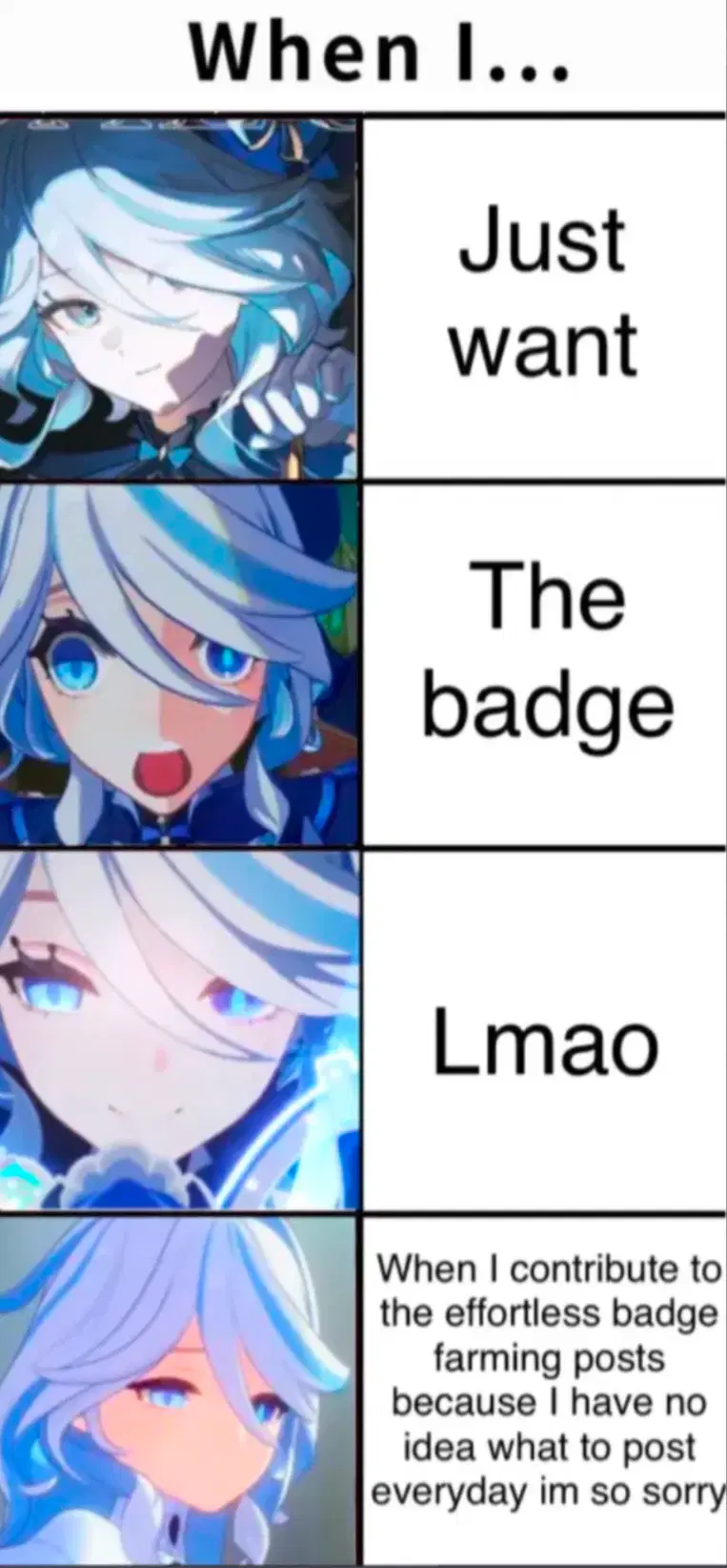 Furina badge post day 16 Genshin Impact | HoYoLAB