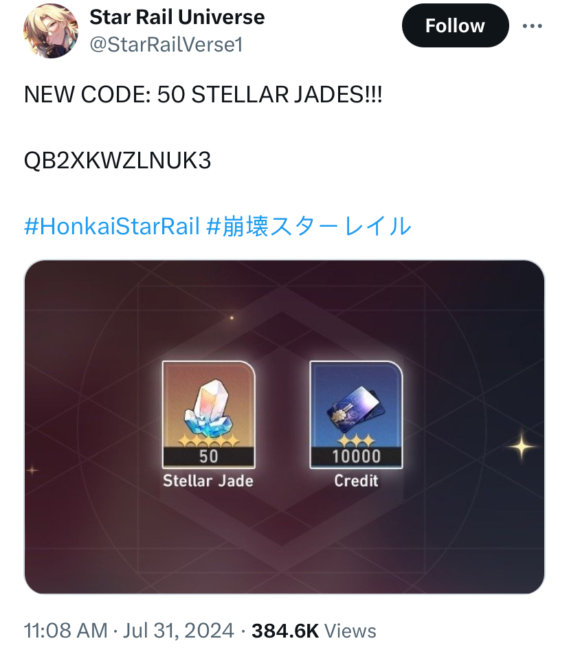 HSR free stellar jades codes Honkai: Star Rail | HoYoLAB