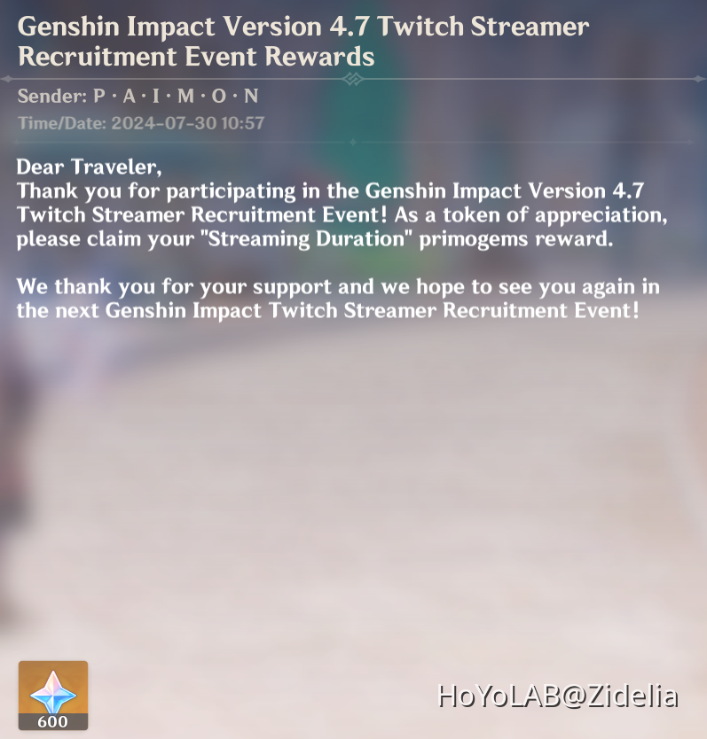 4.7 Twitch Streamer Event Rewards Genshin Impact | HoYoLAB