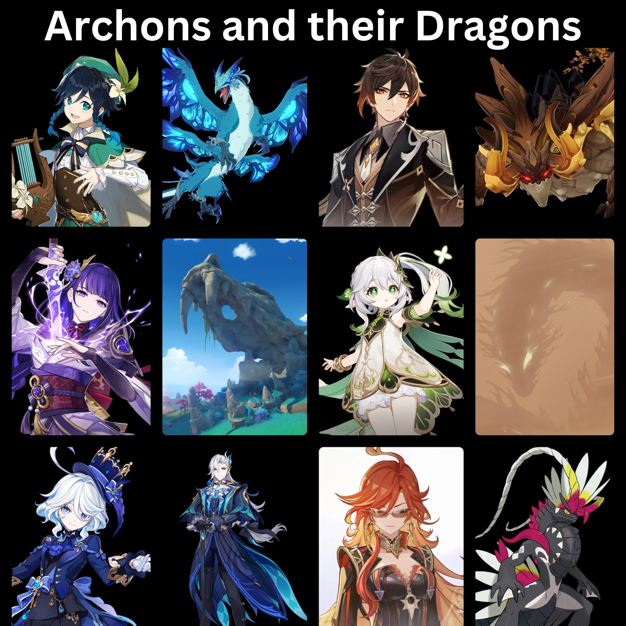 Archons with their dragons Genshin Impact | HoYoLAB