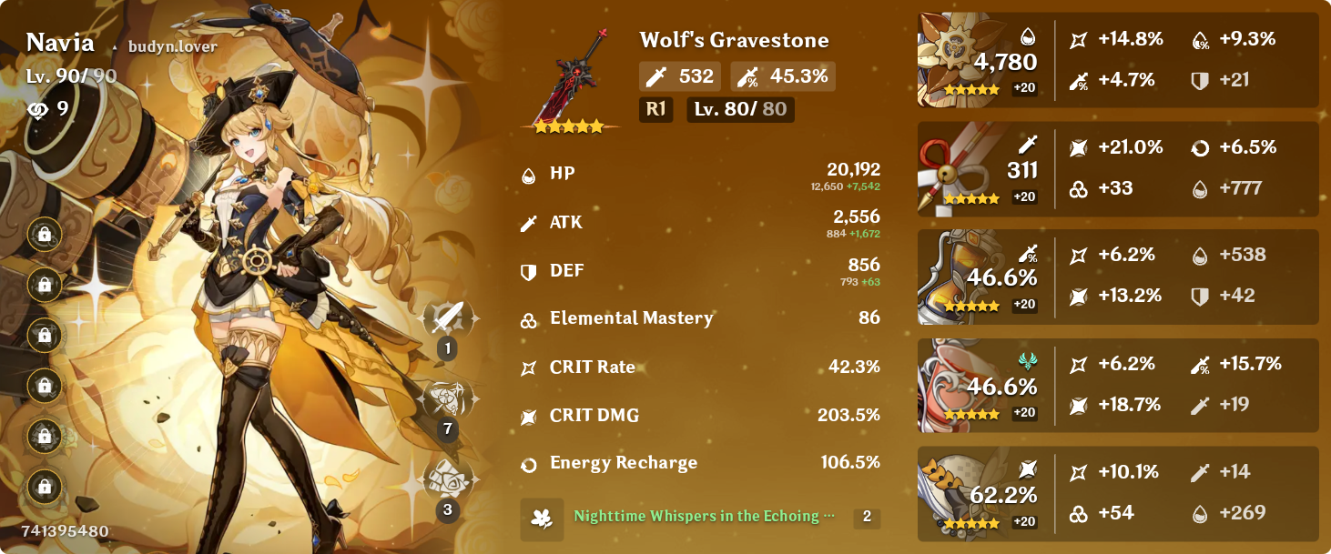 Are these good stats for f2p Navia? Genshin Impact | HoYoLAB