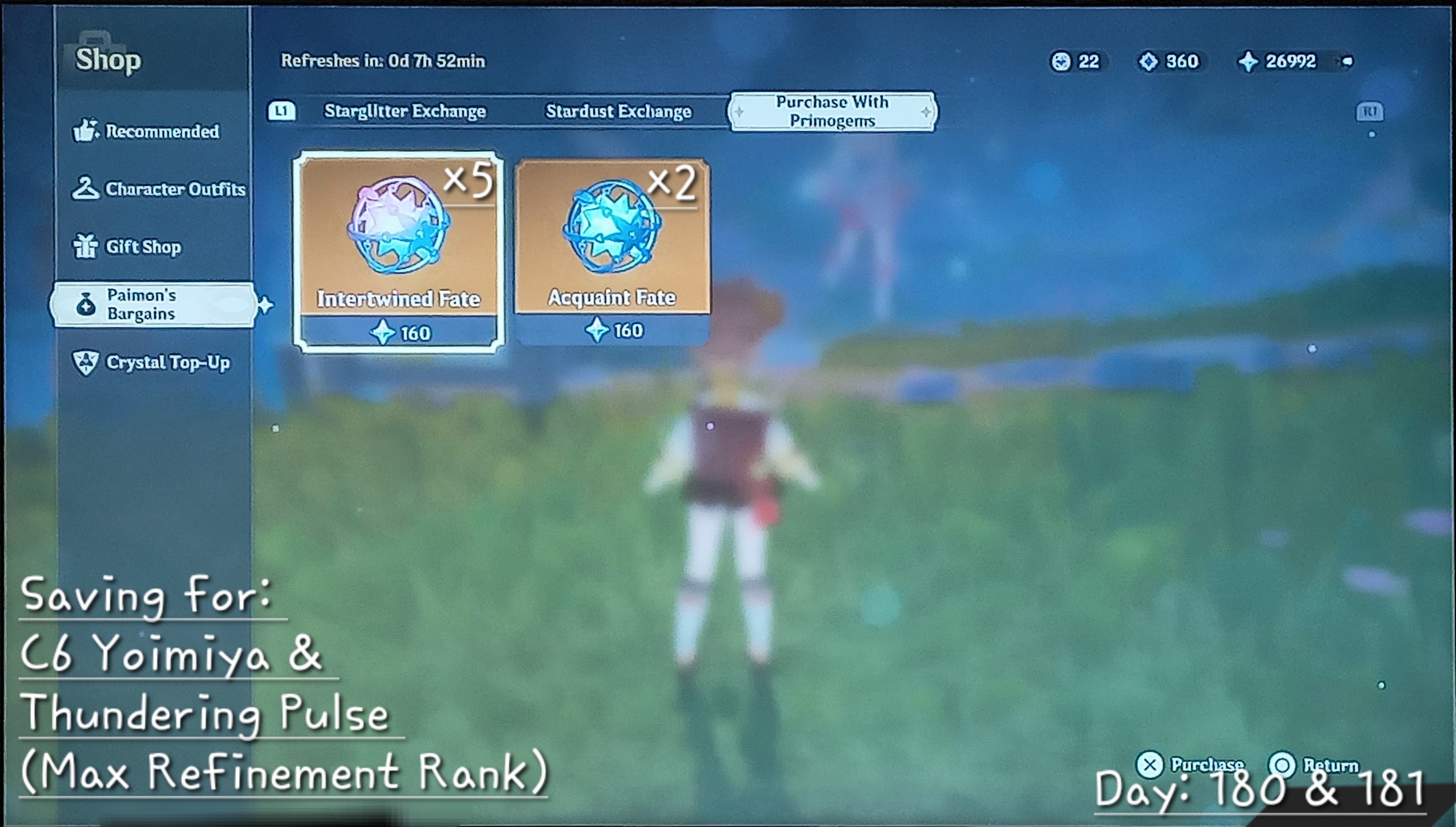 Saving for C6 Yoimiya & Thundering Pulse (Max Refinement Rank) Day: 180 ...