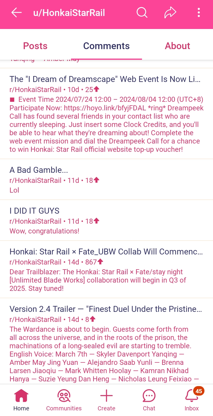 Why official HSR Reddit account commenting on someone's post on r ...