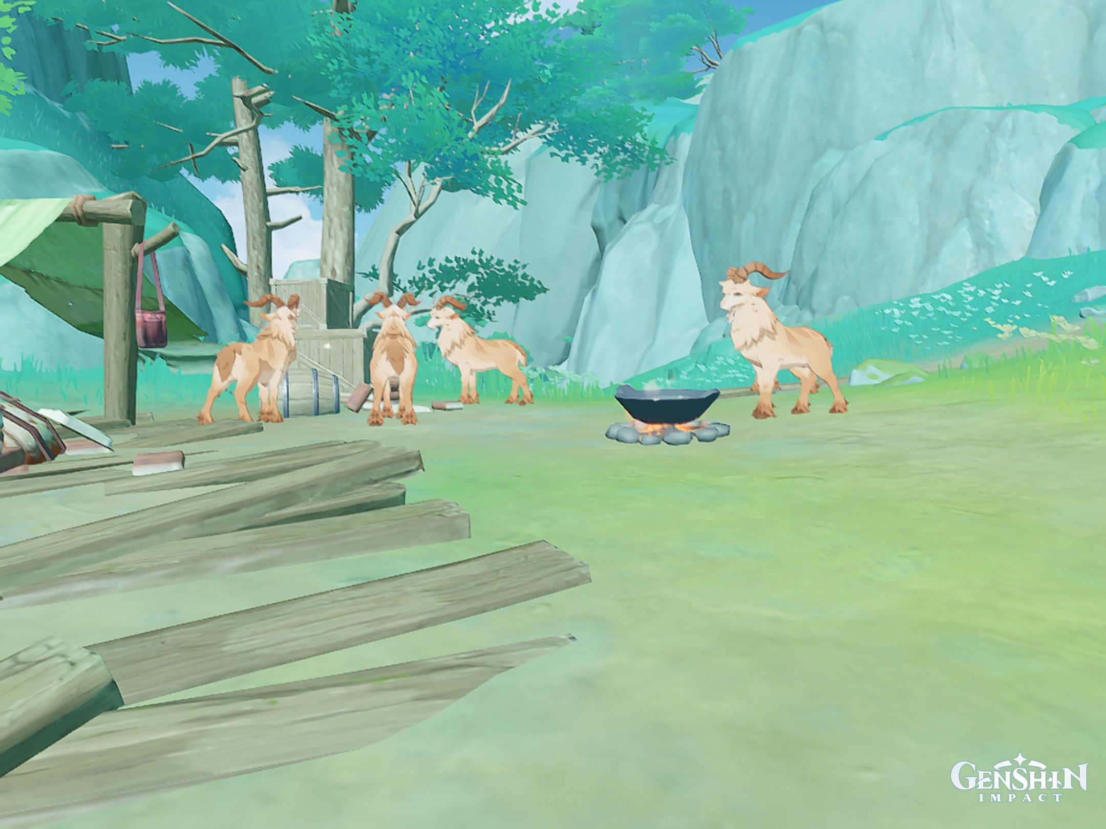 I found this group of chill goats Genshin Impact | HoYoLAB