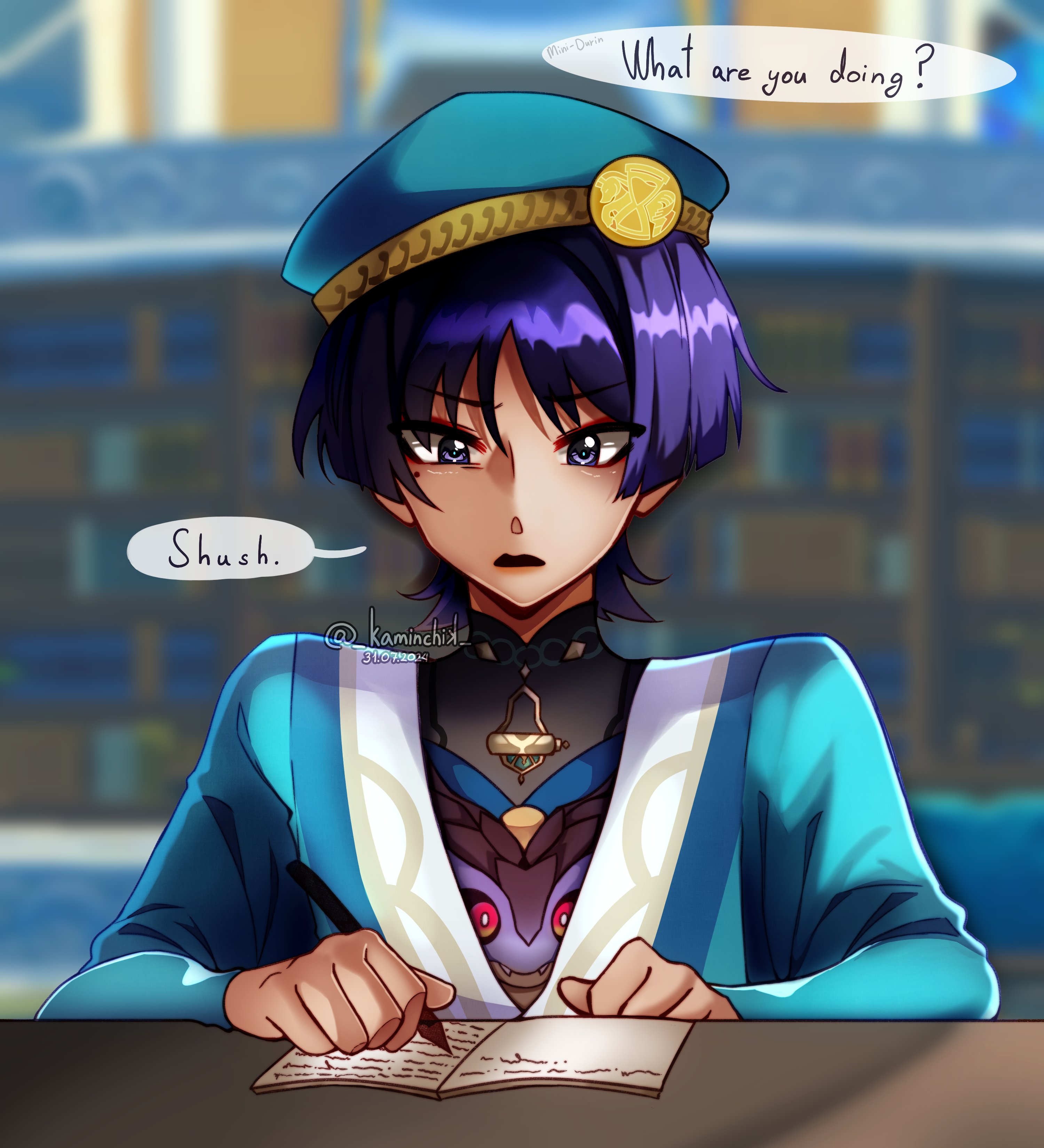 Mini-Durin in Academia with his bodyguard Genshin Impact | HoYoLAB