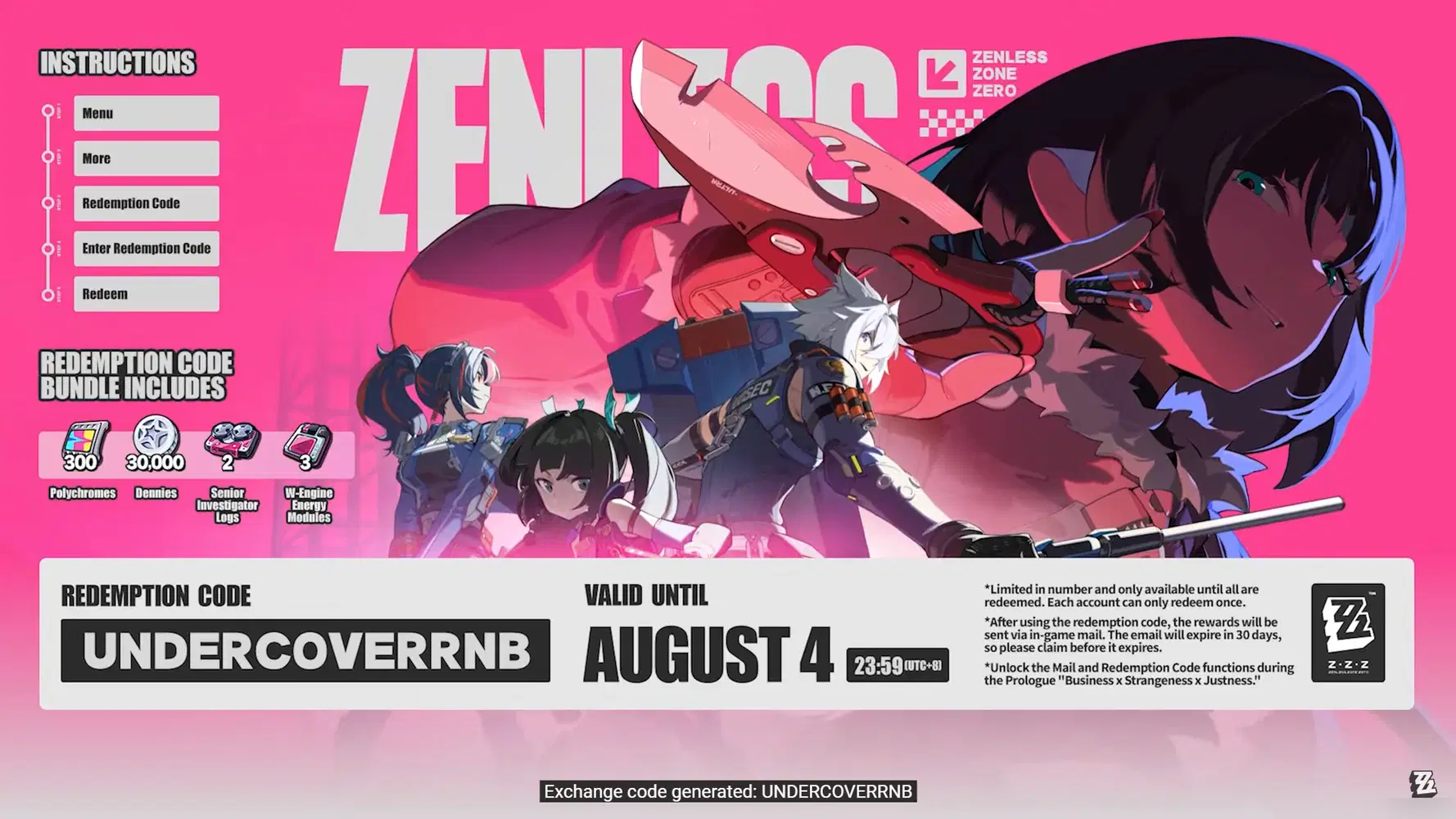 Make sure you redeem the 1.1 code for 300 polychrome & more! Zenless Zone Zero | HoYoLAB