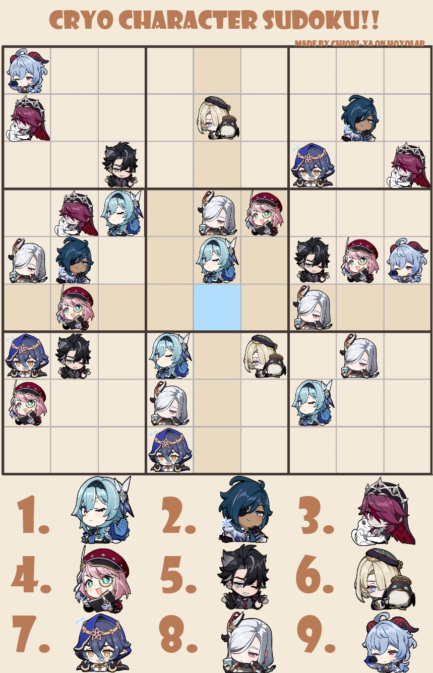 Cryo Character Sudoku!! Genshin Impact | HoYoLAB