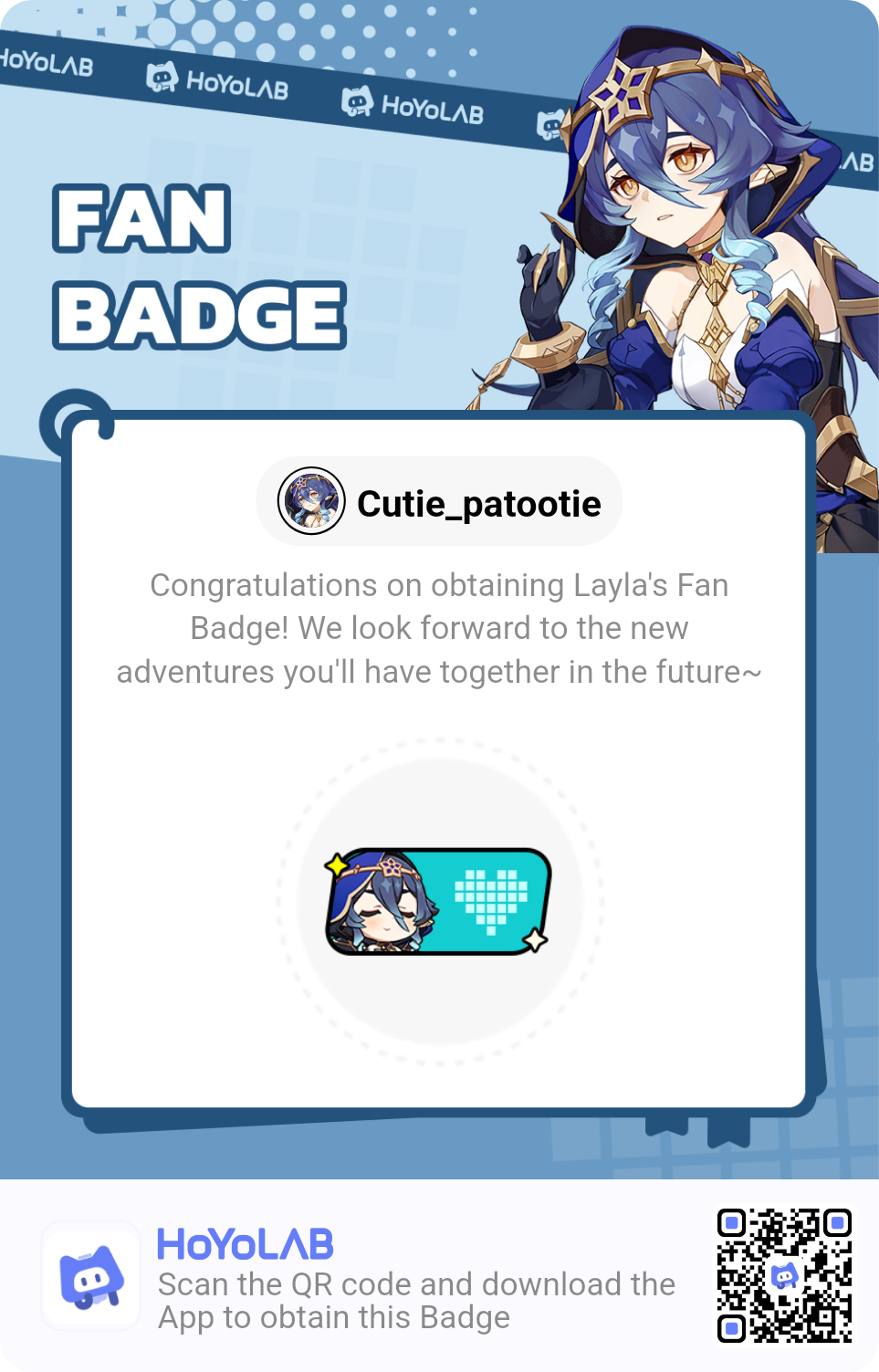 pretty layla art and yippeee I got the fan badge Genshin Impact | HoYoLAB