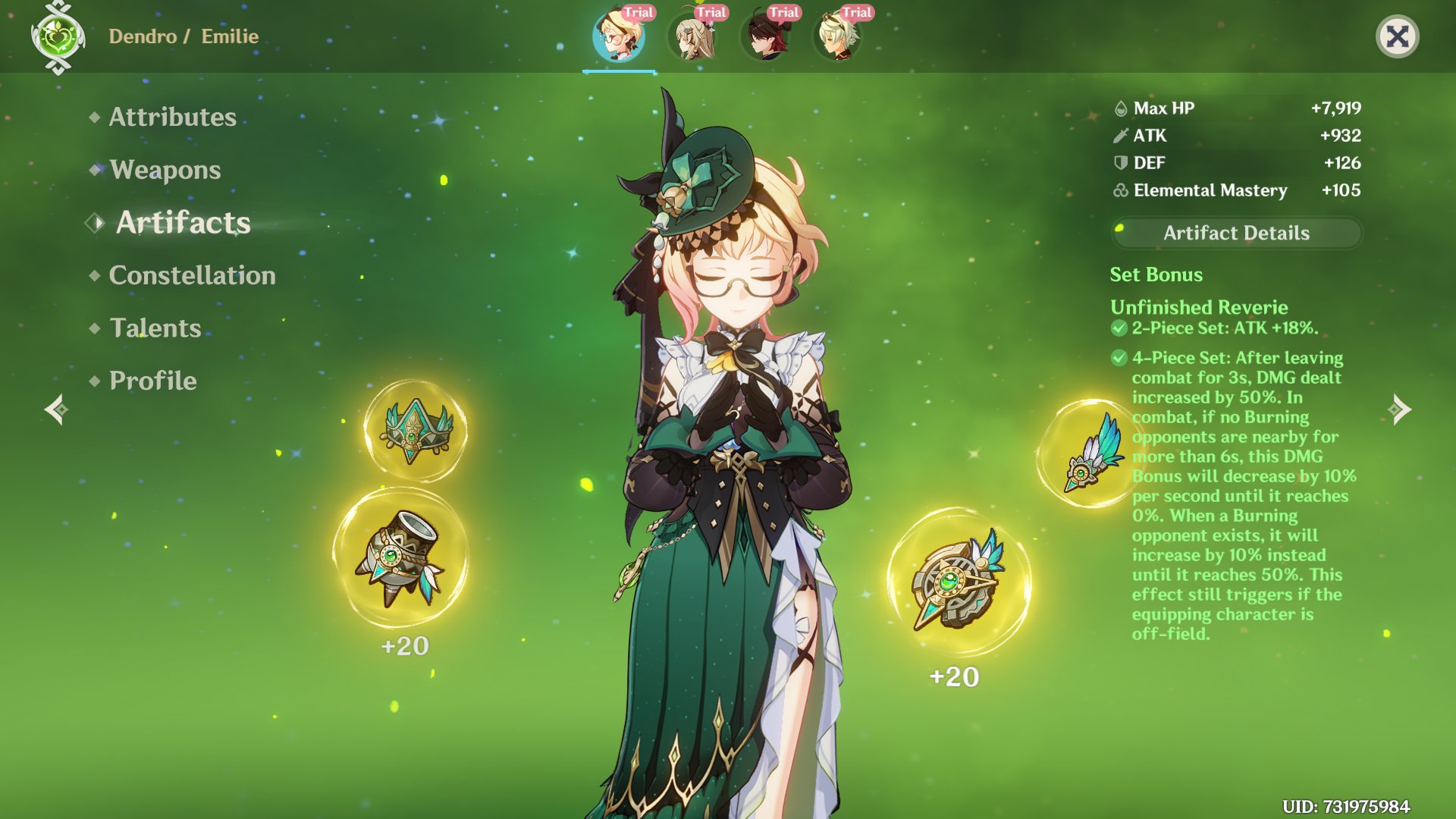 We can finally view artifacts stats on trial characters??? Genshin ...