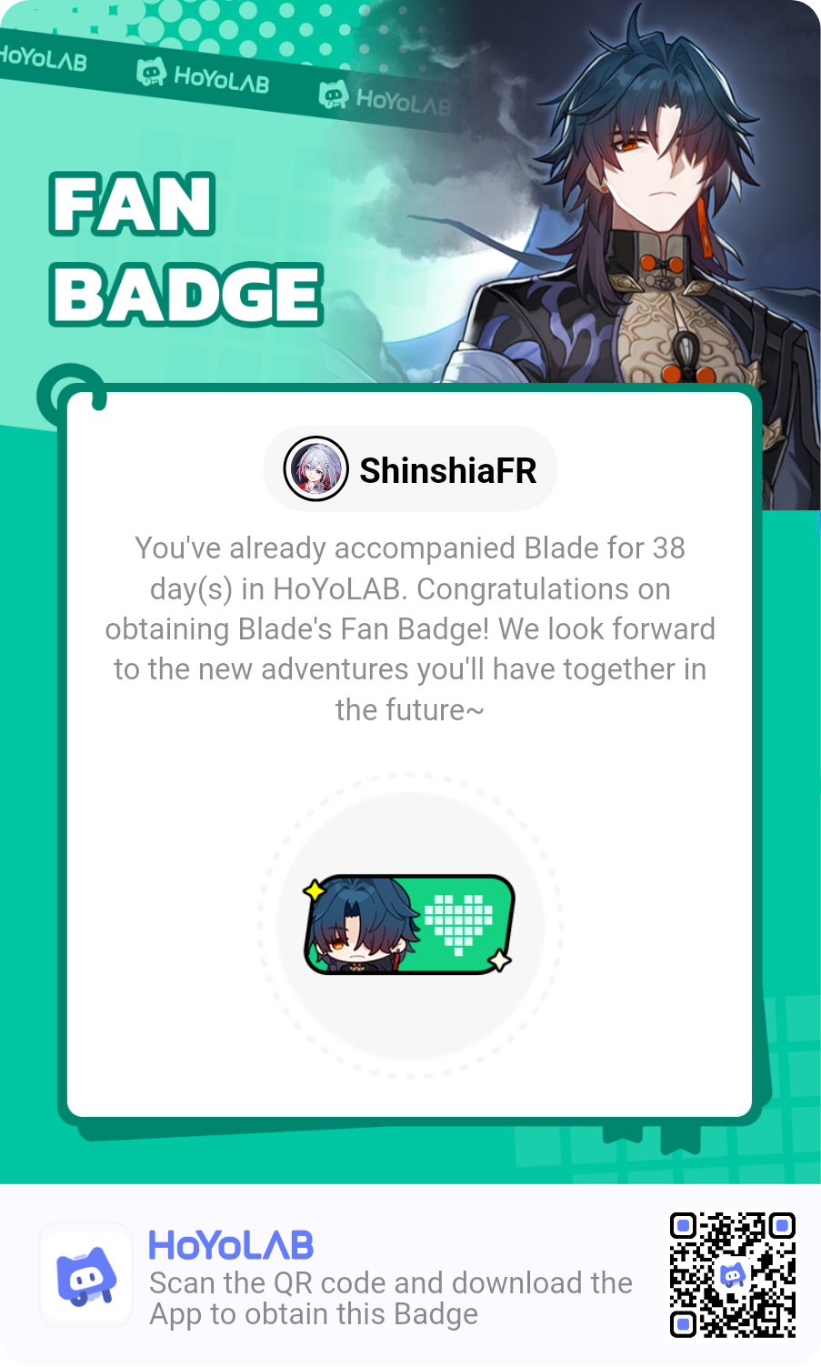 Blade's Fan Badge 🎉 Honkai: Star Rail | HoYoLAB