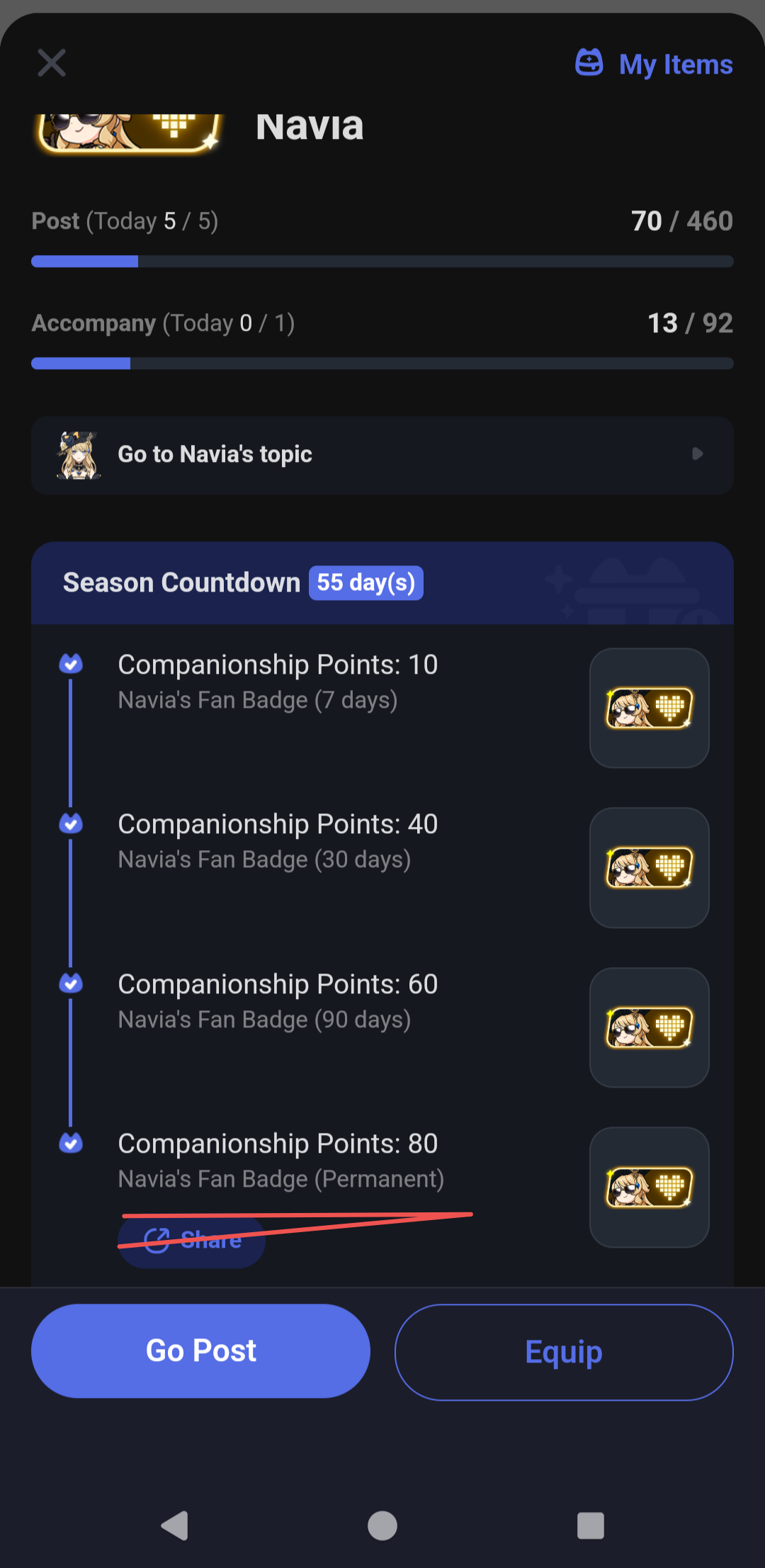 got navias badge to permanent 🥳 Genshin Impact | HoYoLAB