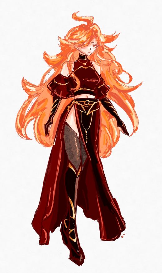 Concept art de Mavuika avec une tenue trouvée par hasard sur internet ...