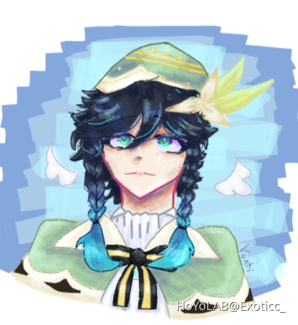 Venti drawing I did + Scarameow and Nahihi