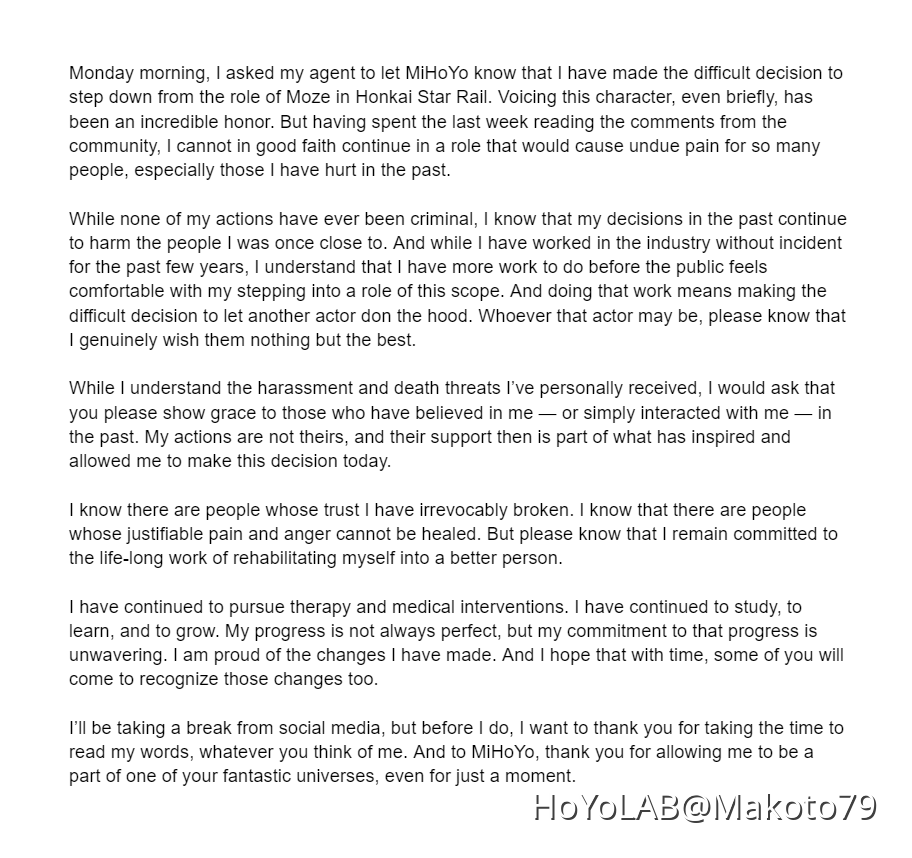 CHRIS NIOSI STEPS DOWN AS MOZE VA Honkai: Star Rail | HoYoLAB