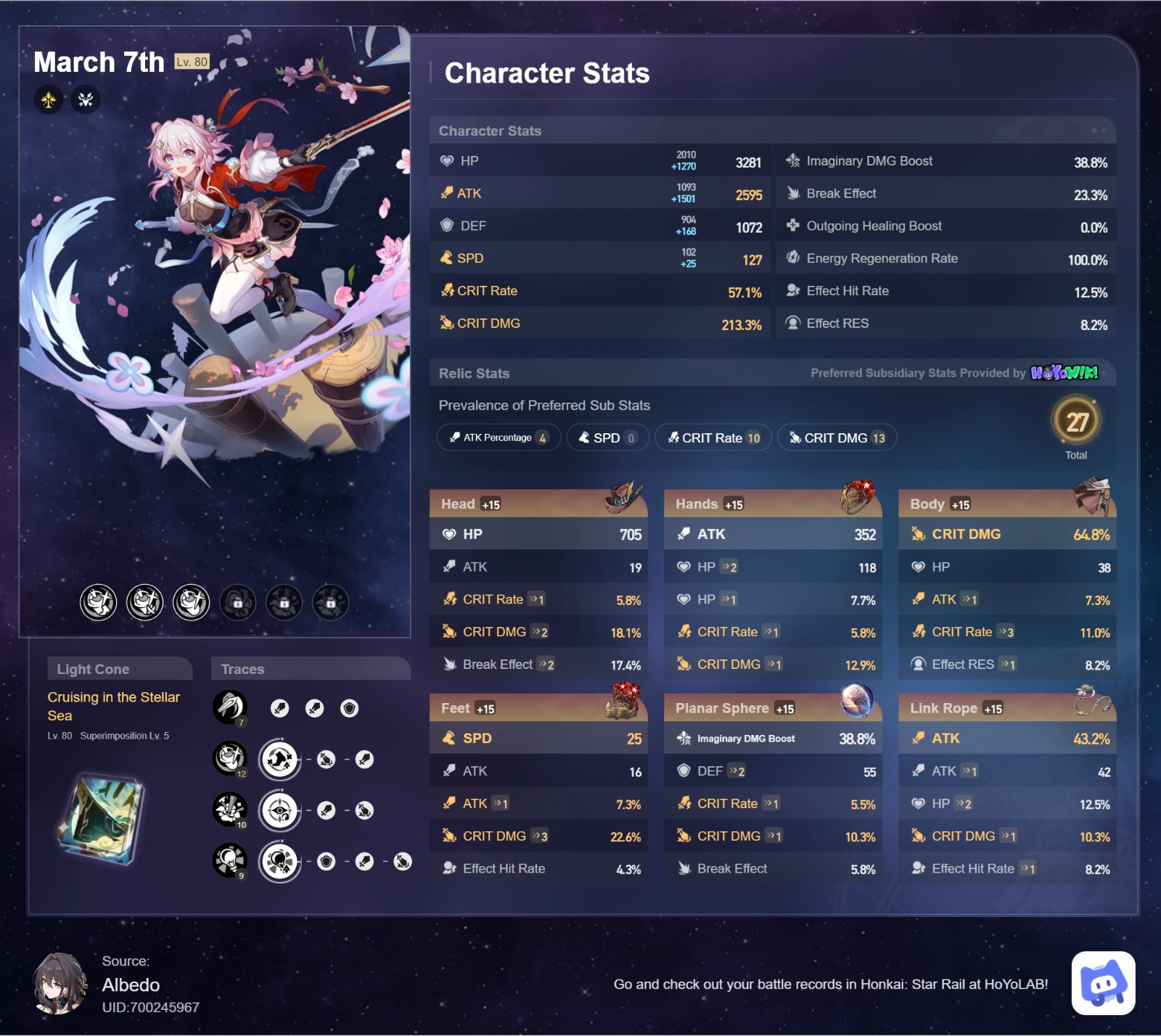 My Hunt March 7th build Honkai: Star Rail | HoYoLAB