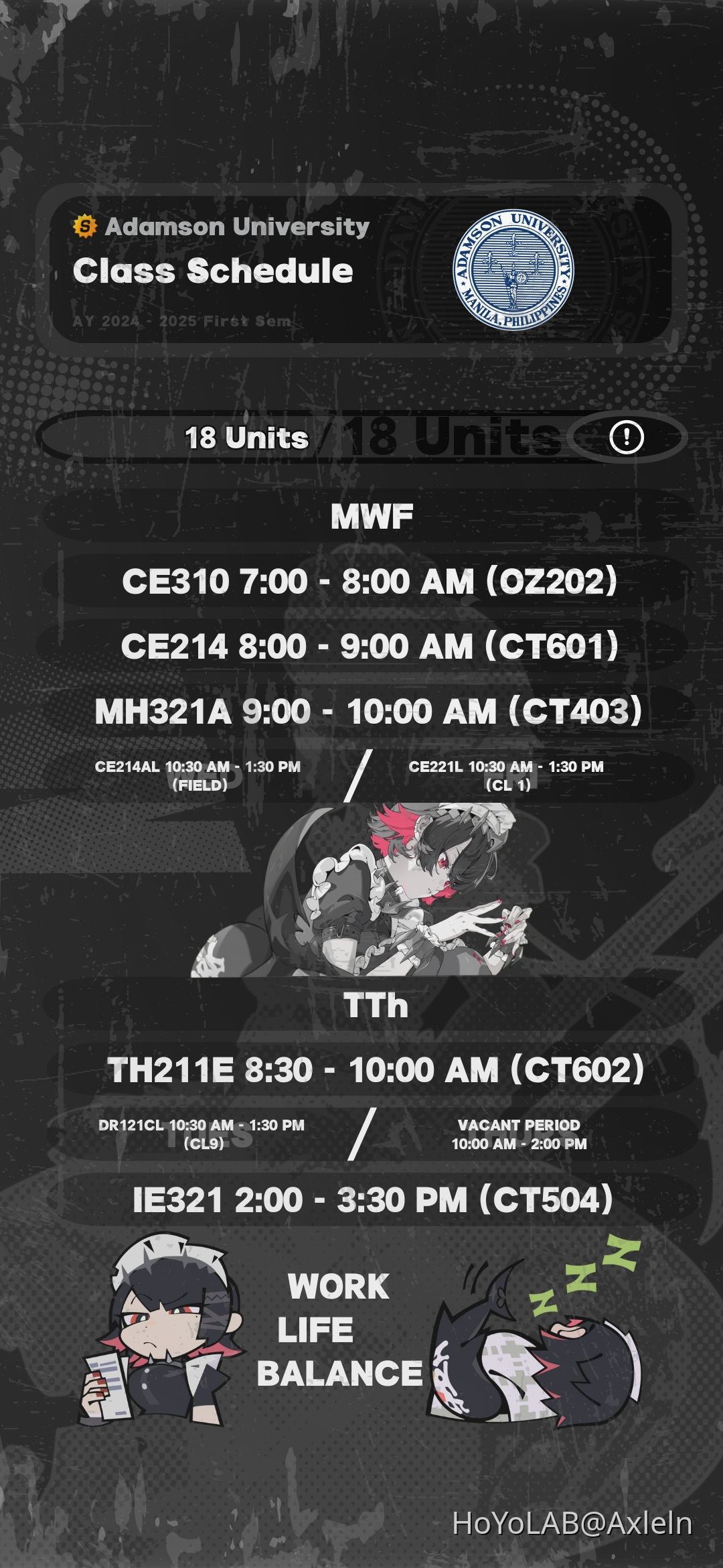 Made a ZZZ inspired class schedule for the upcoming school year Zenless ...