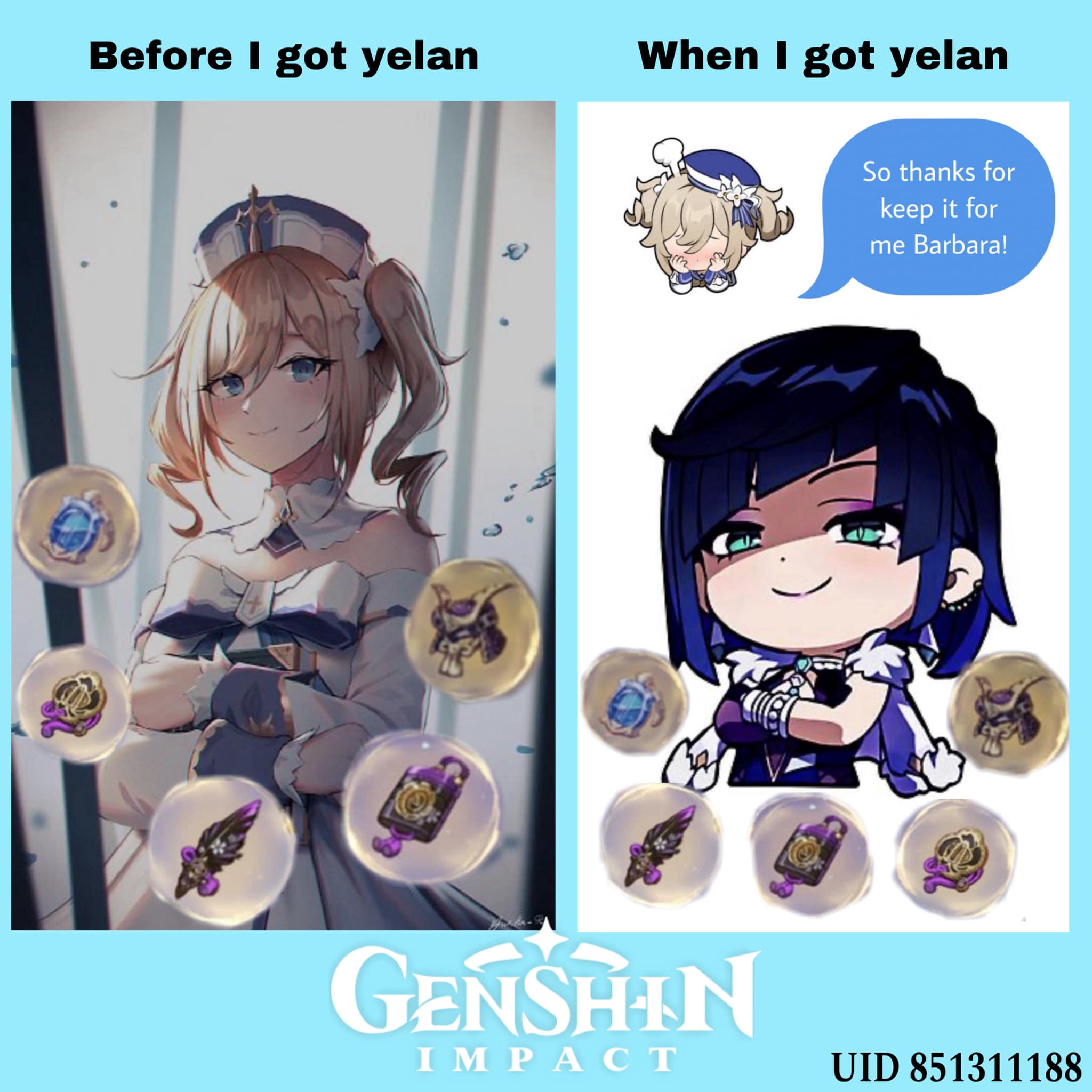 Yelan and Barbara meme Genshin Impact | HoYoLAB