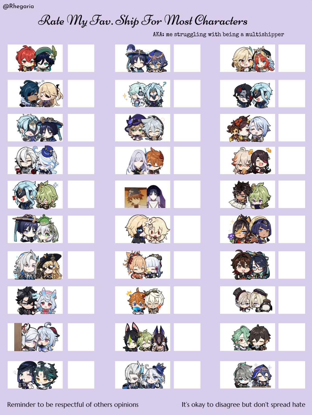 rate my ships ~ (ANTIS DNI, COMSHIP WARNING) Genshin Impact | HoYoLAB