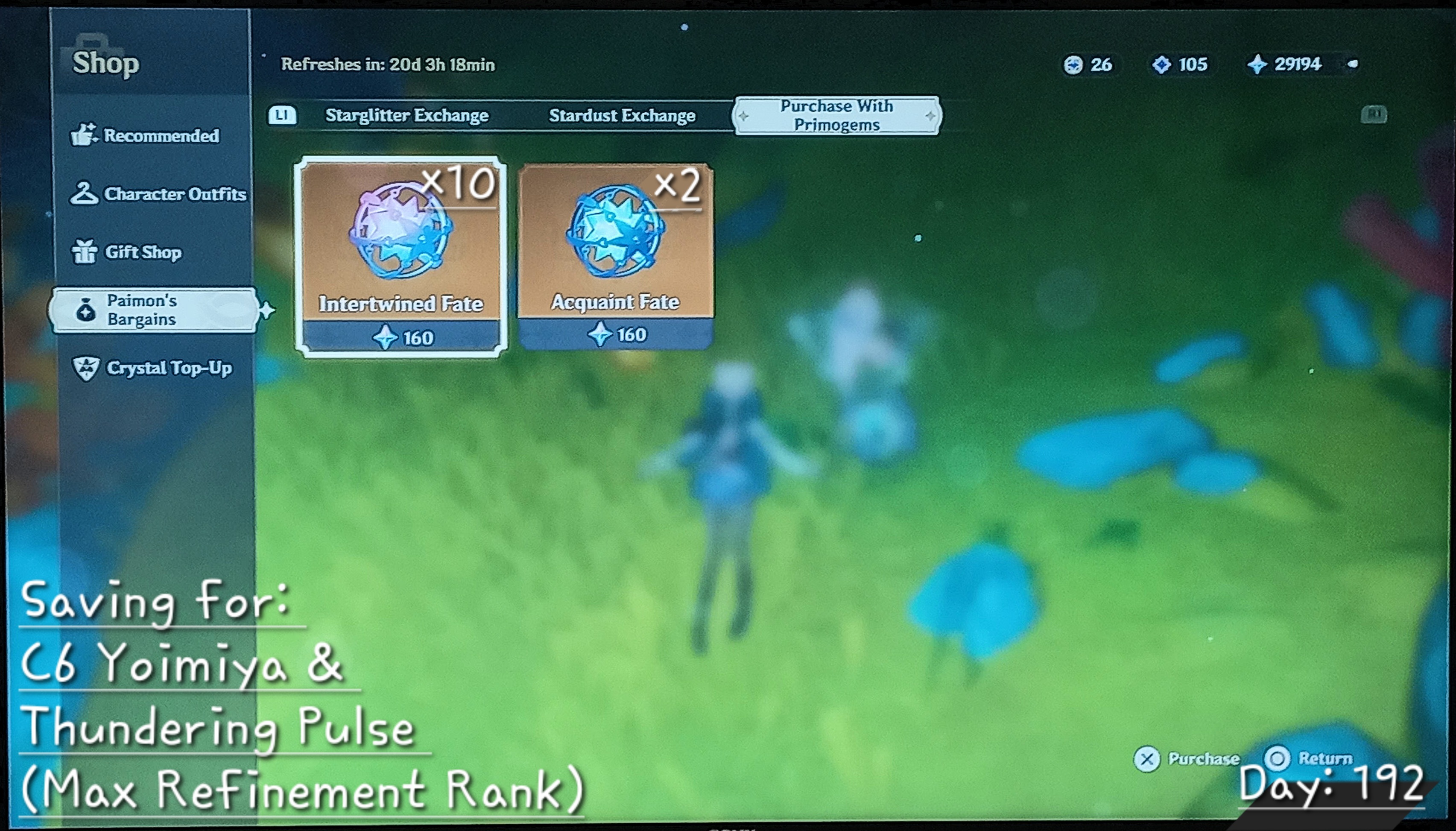 Saving for C6 Yoimiya & Thundering Pulse (Max Refinement Rank) Day: 192 ...