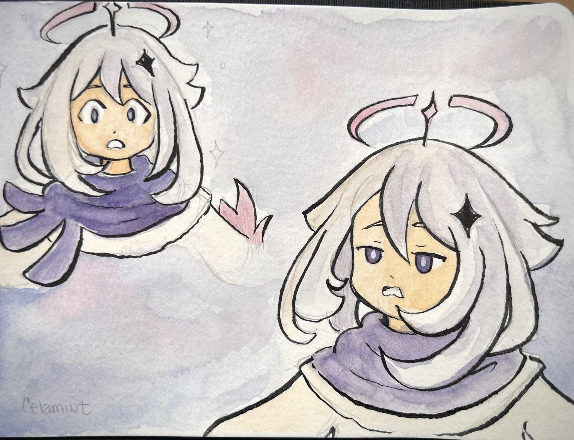 Messy watercolor Paimon Genshin Impact | HoYoLAB