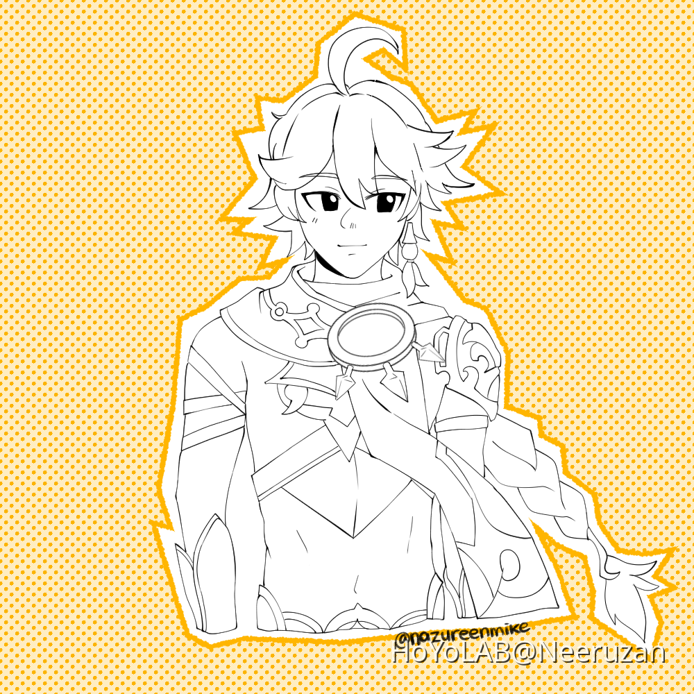 Simple half body sketch of Aether! Genshin Impact | HoYoLAB