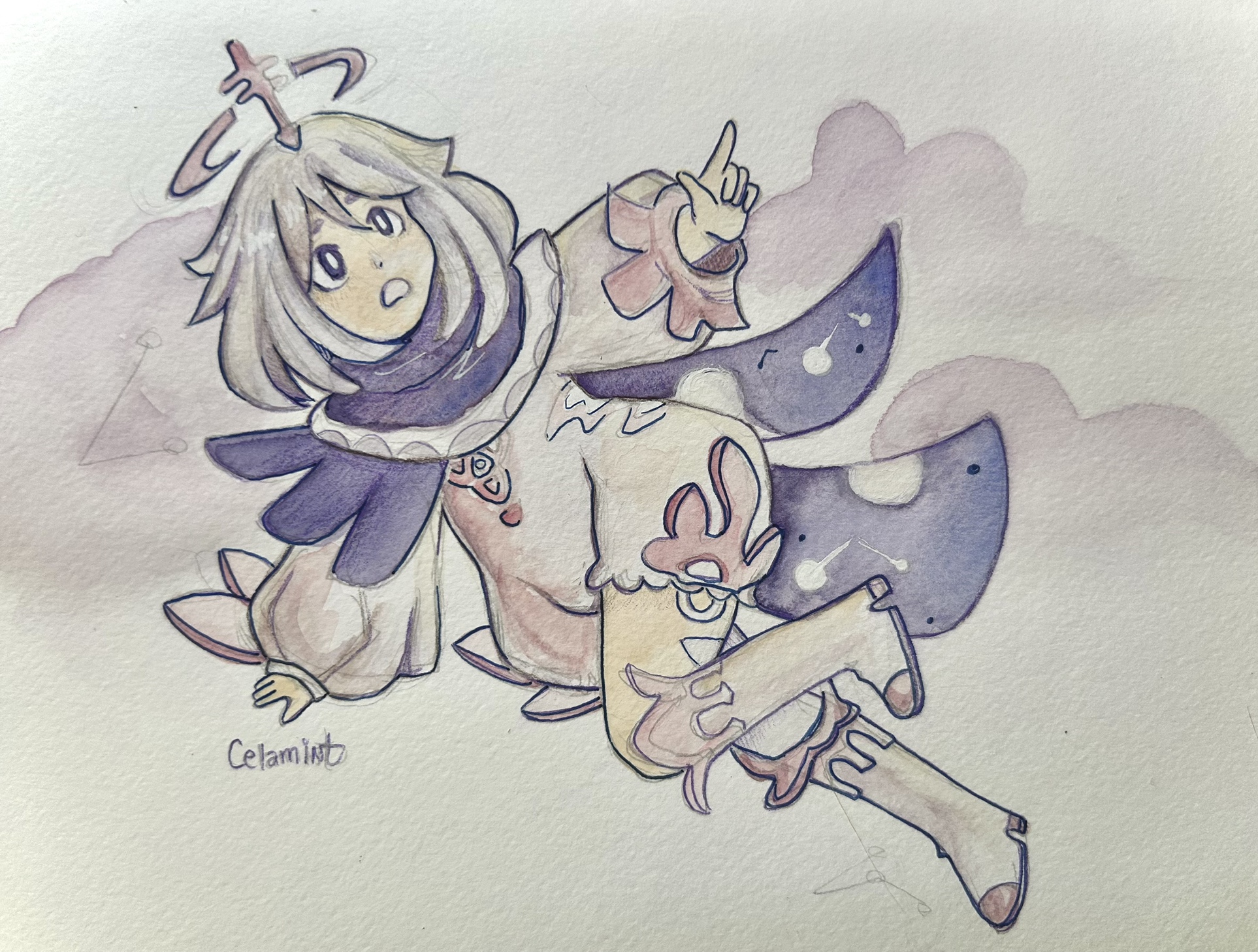 Watercolor Paimon Genshin Impact | HoYoLAB