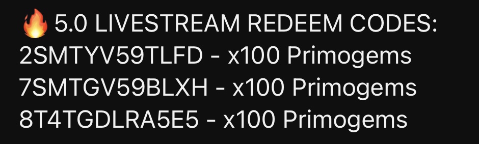 5.0 LIVESTREAM PRIMOGEM CODES! (expired) Genshin Impact | HoYoLAB