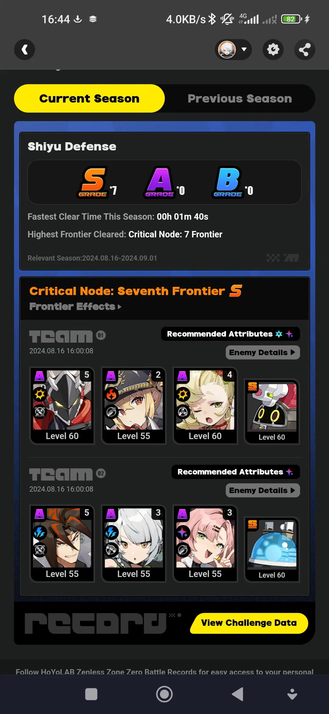 I have finally done it!! Shiyu Defense (08/16-09/01) Zenless Zone Zero ...