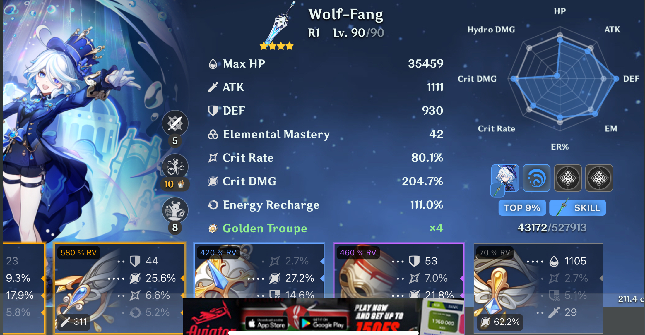 top 9% skill furina, any changes i should make? Genshin Impact | HoYoLAB