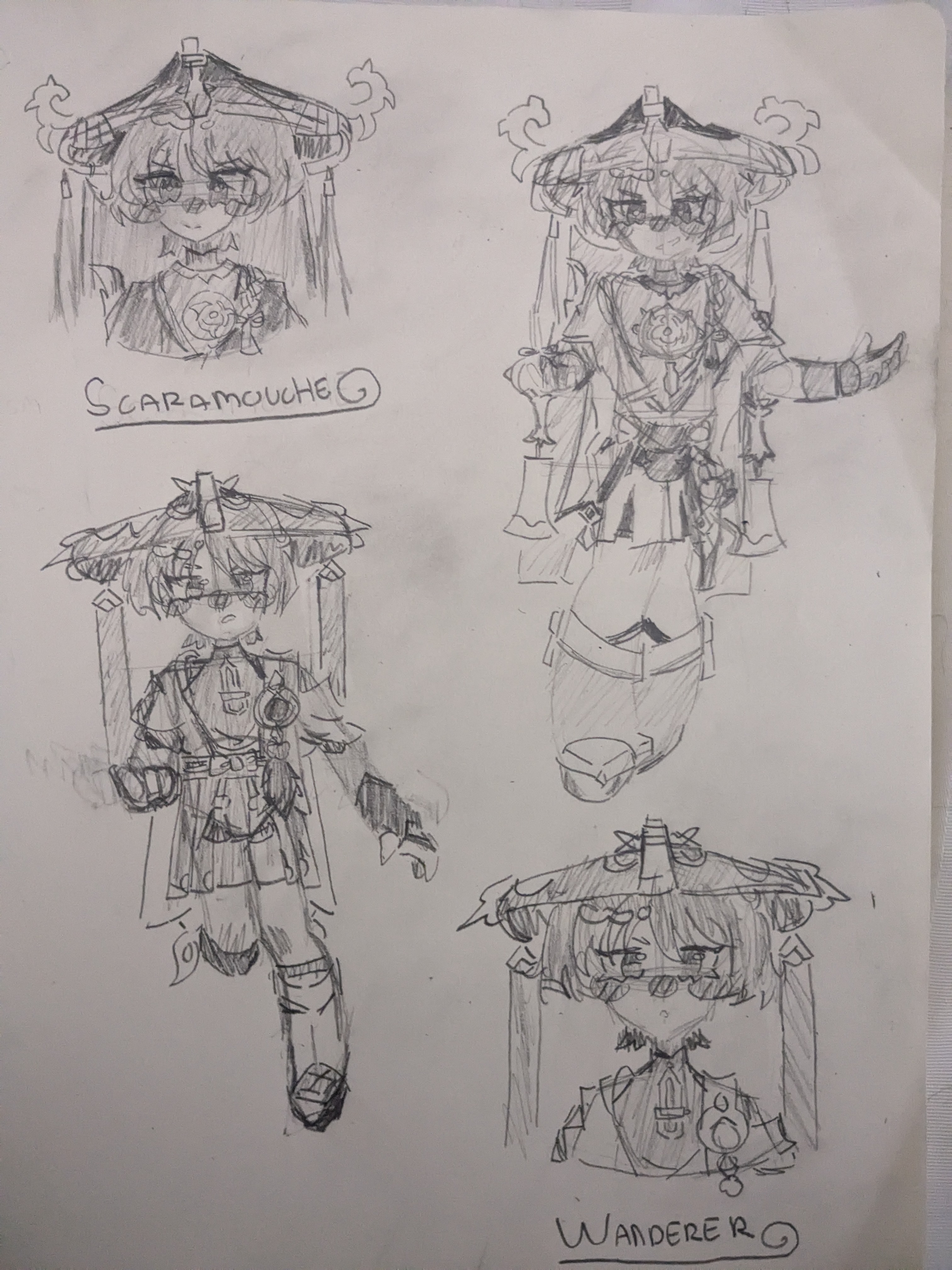 Drawing Every Genshin Character (Day 38: Scaramouche/ Wanderer redraw ...