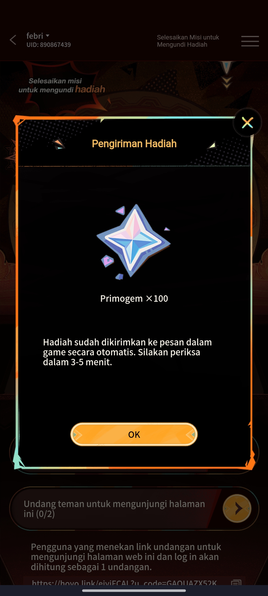 KLIK LINK DIBAWAG BUAT 100 PRIMO Genshin Impact | HoYoLAB