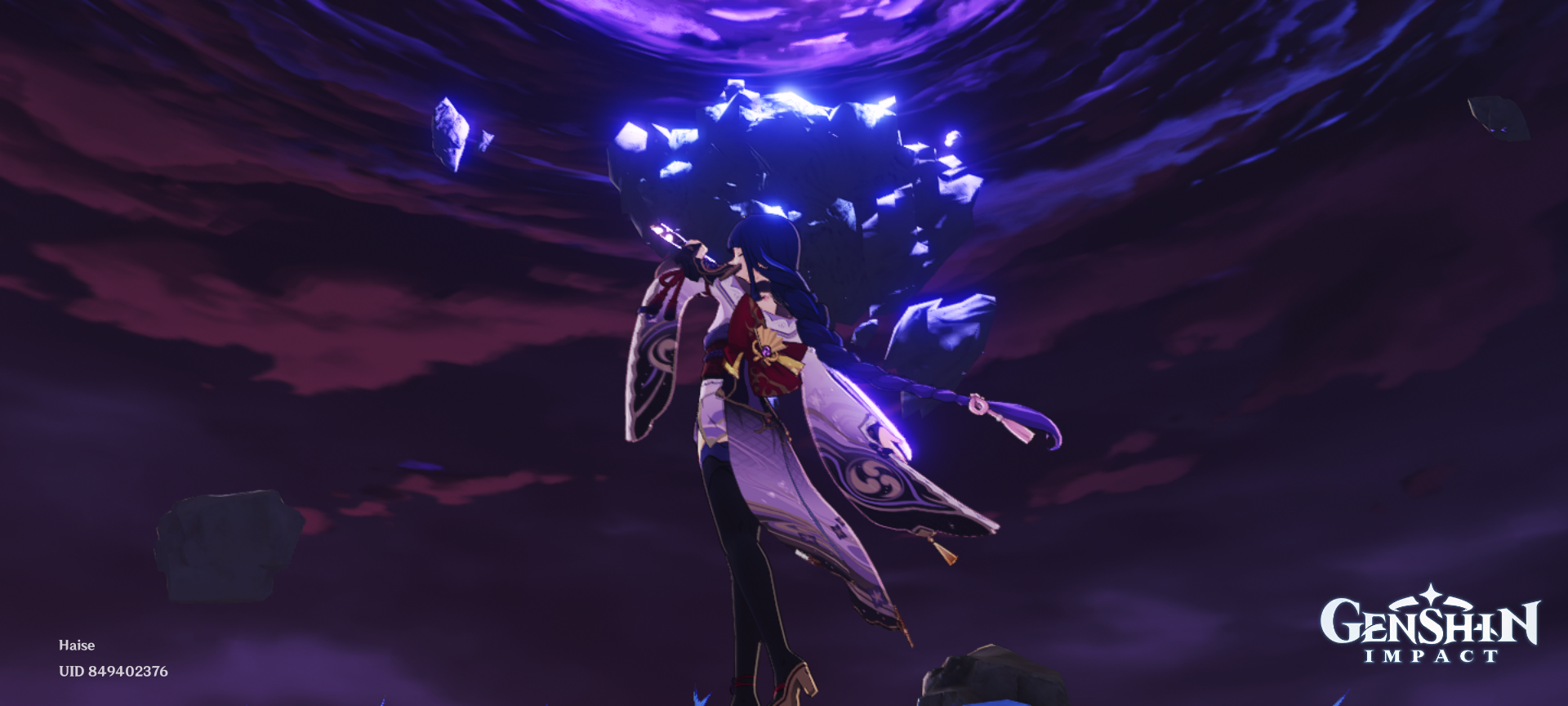 Raiden with her new pose (looks cool grrr)💜⚡ Genshin Impact | HoYoLAB