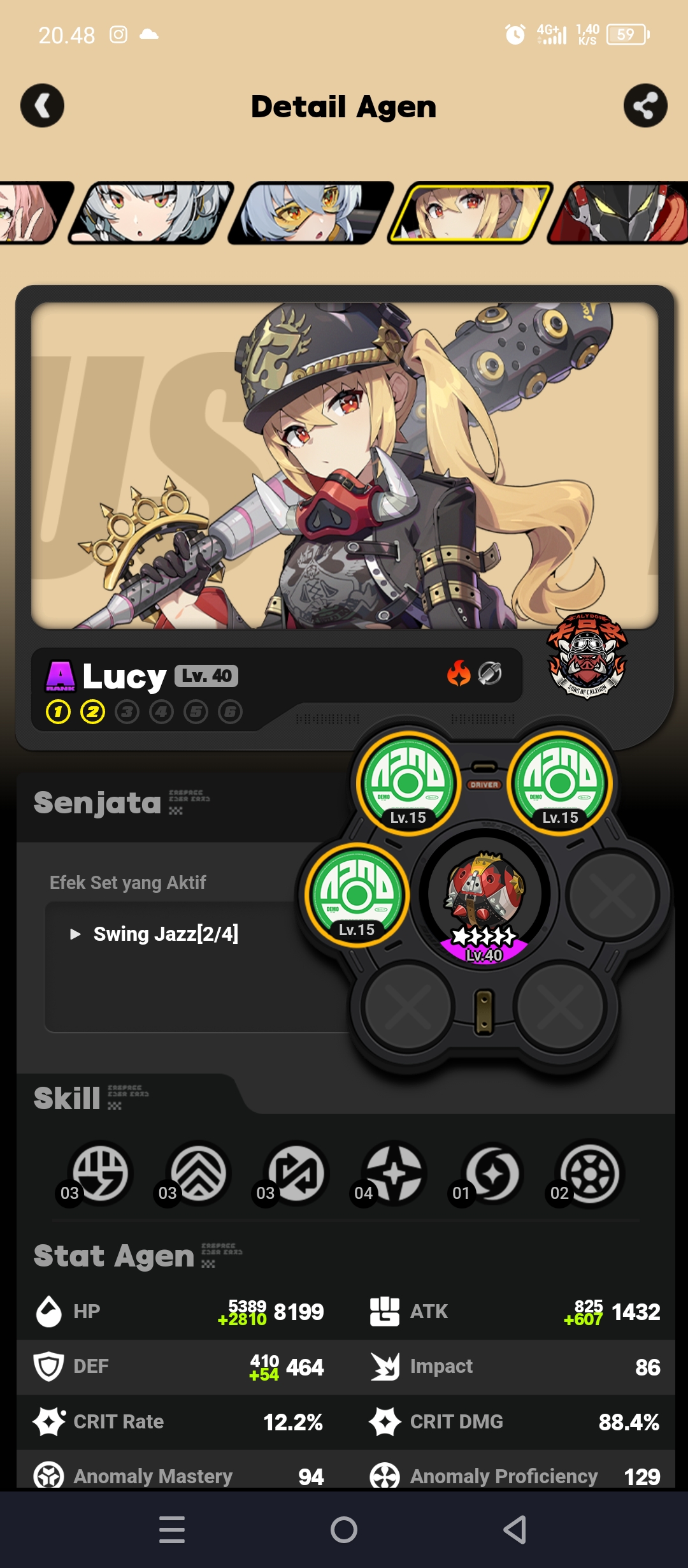 Lucy kalo mau dijadiin sub dps, drive disc 4 mending cr atau attack ...