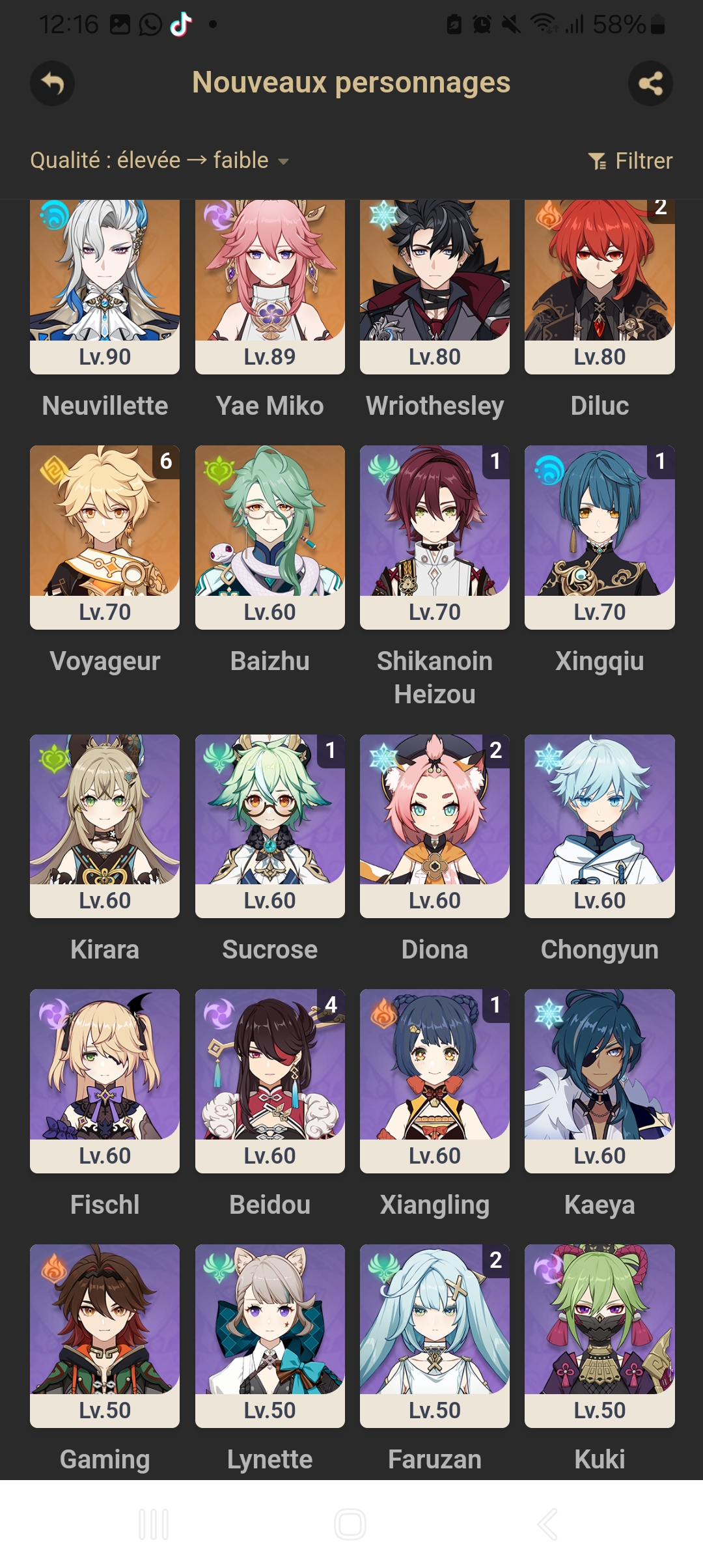 Mes persos Genshin Impact | HoYoLAB