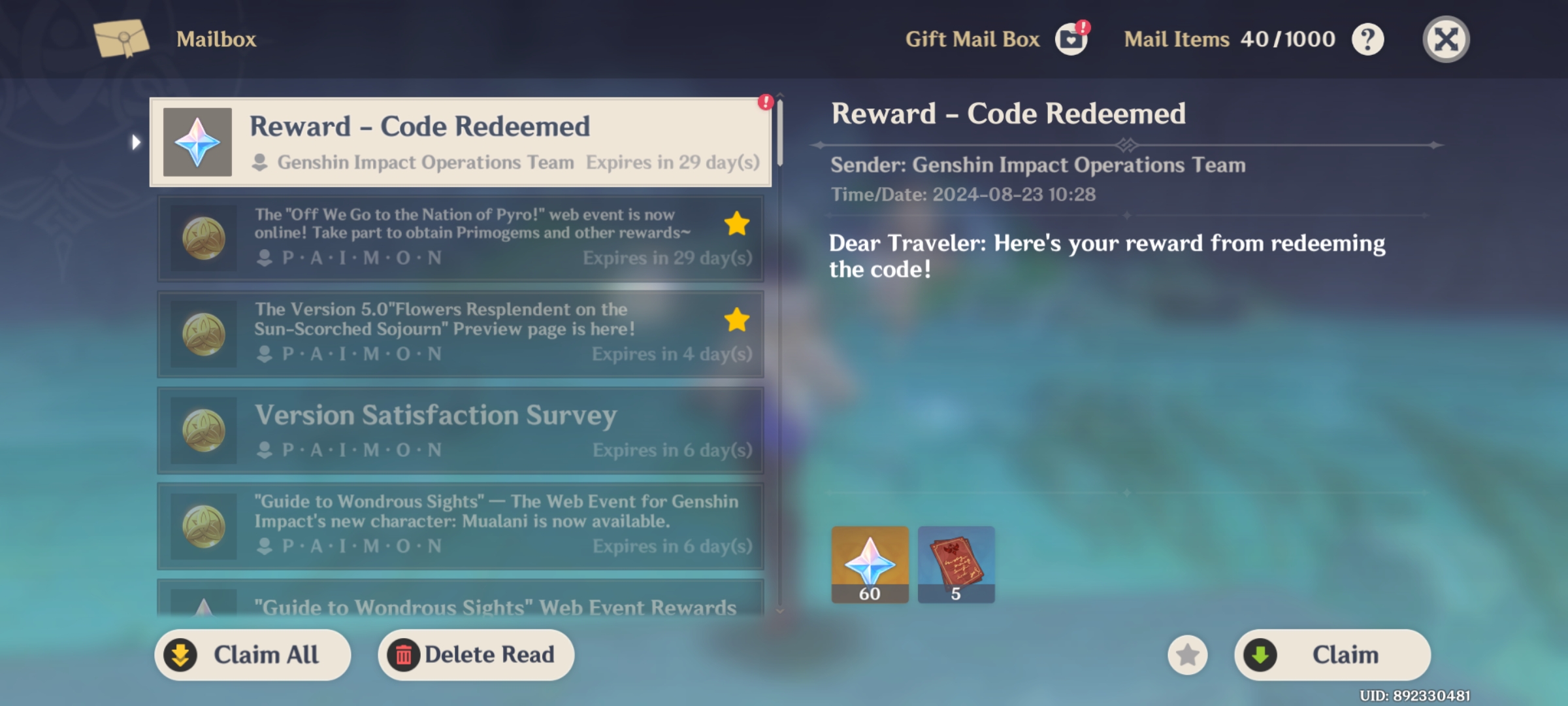 New 60 Primogems Redeem Code! Claim Fast!!! & 40 Primogems Web Event ...