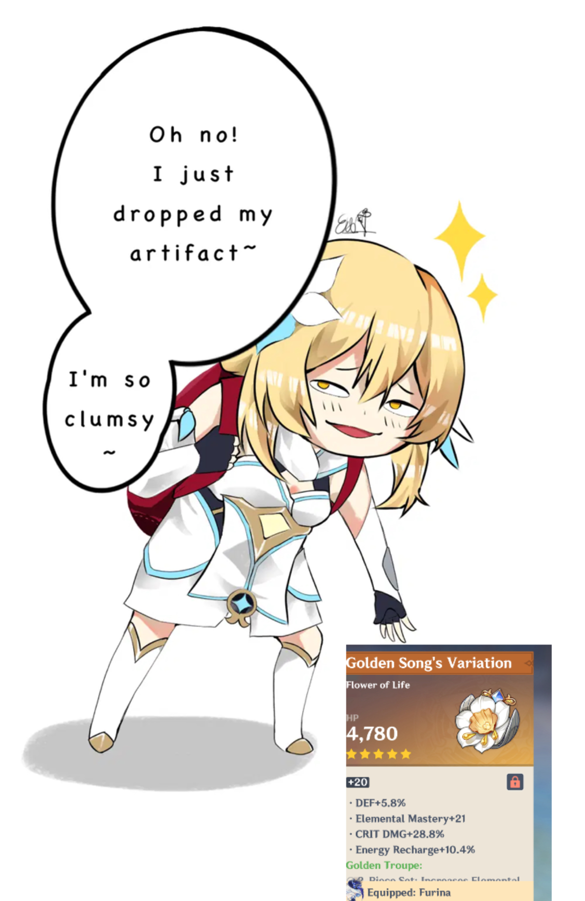 Oops I dropped my artfacts. I’m soooo clumsy! Genshin Impact | HoYoLAB