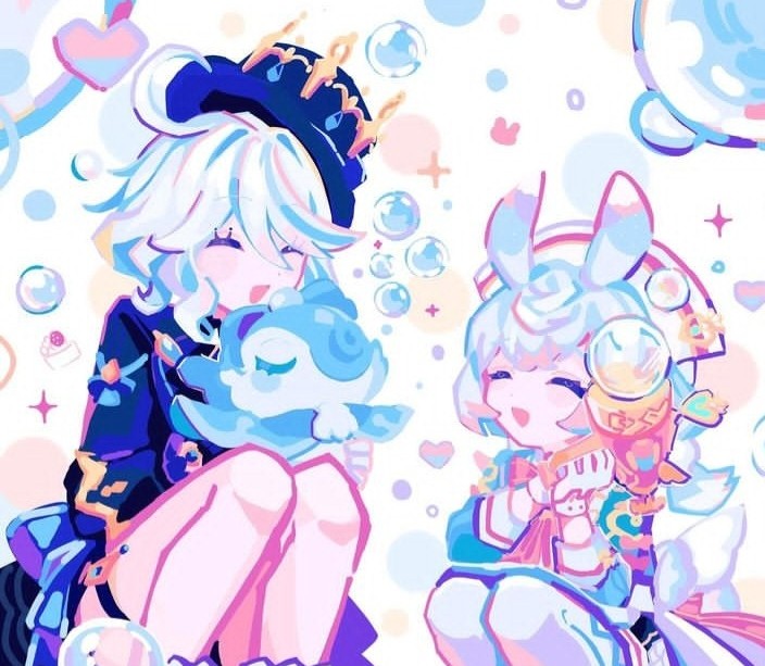 Furina and Sigewinne blowing bubbles! Genshin Impact | HoYoLAB