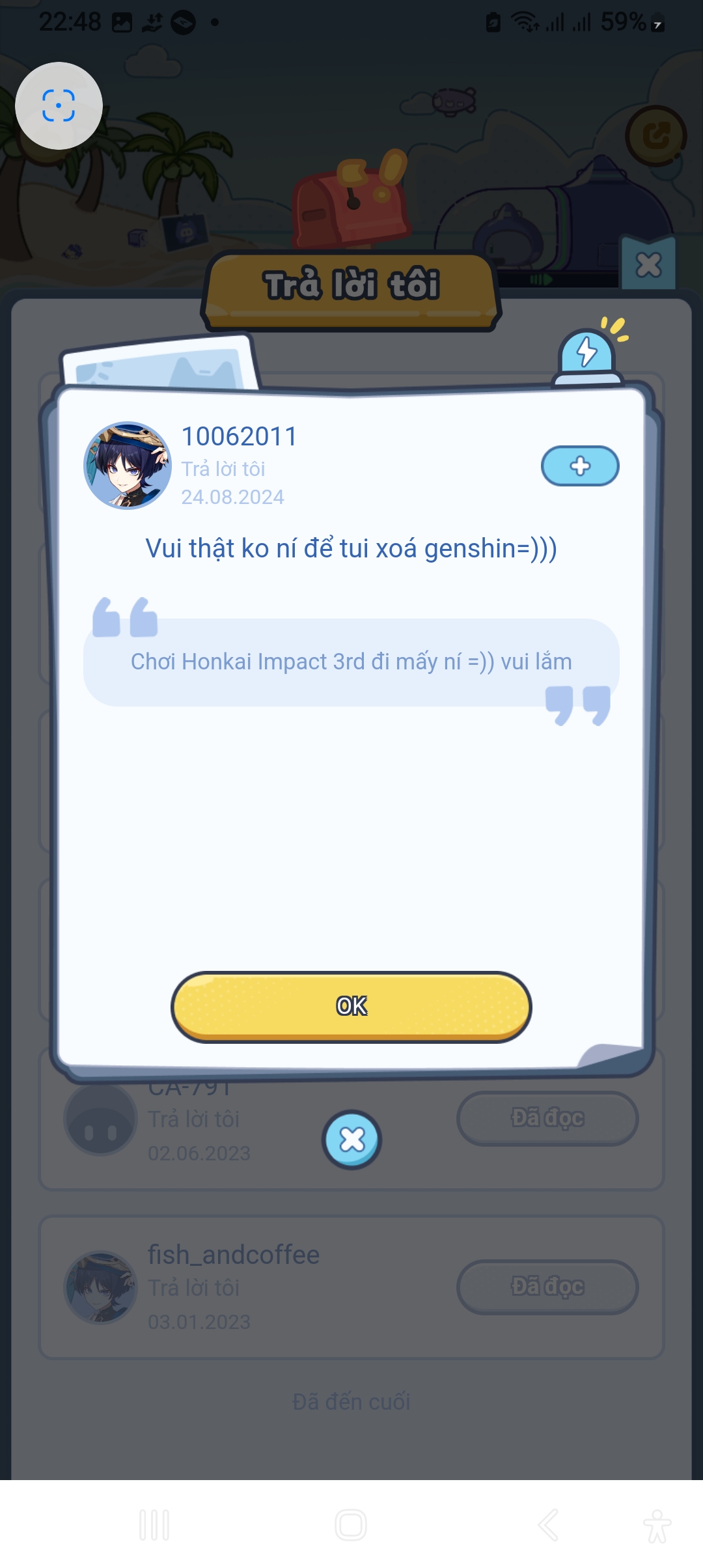 Ní ơi đừng xóa thật nha níii =((( Honkai Impact 3rd ko thân thiện với newbie đâu. Nếu chơi chill ...