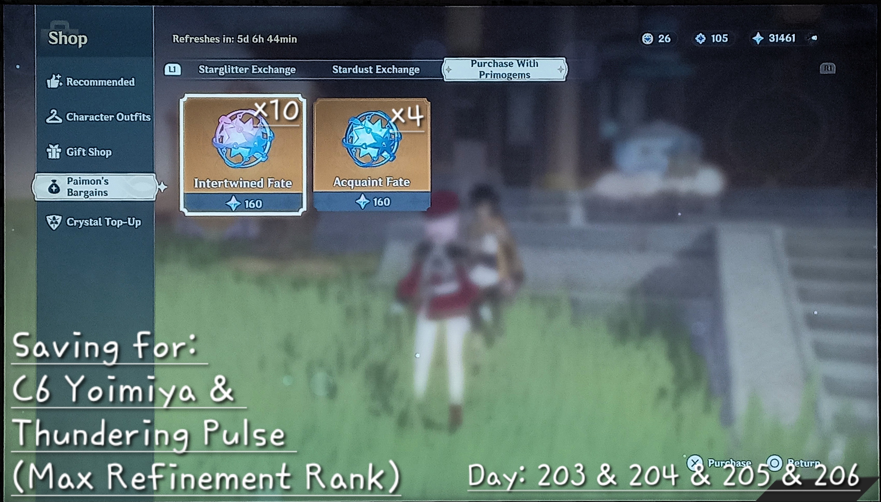 Saving for C6 Yoimiya & Thundering Pulse (Max Refinement Rank) Day: 203 ...