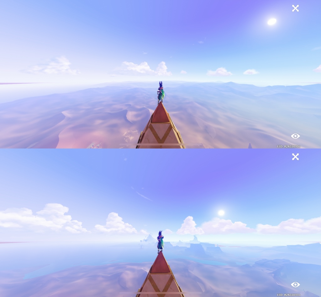 Before and After update, view of Natlan from the top of the Mausoleum ...