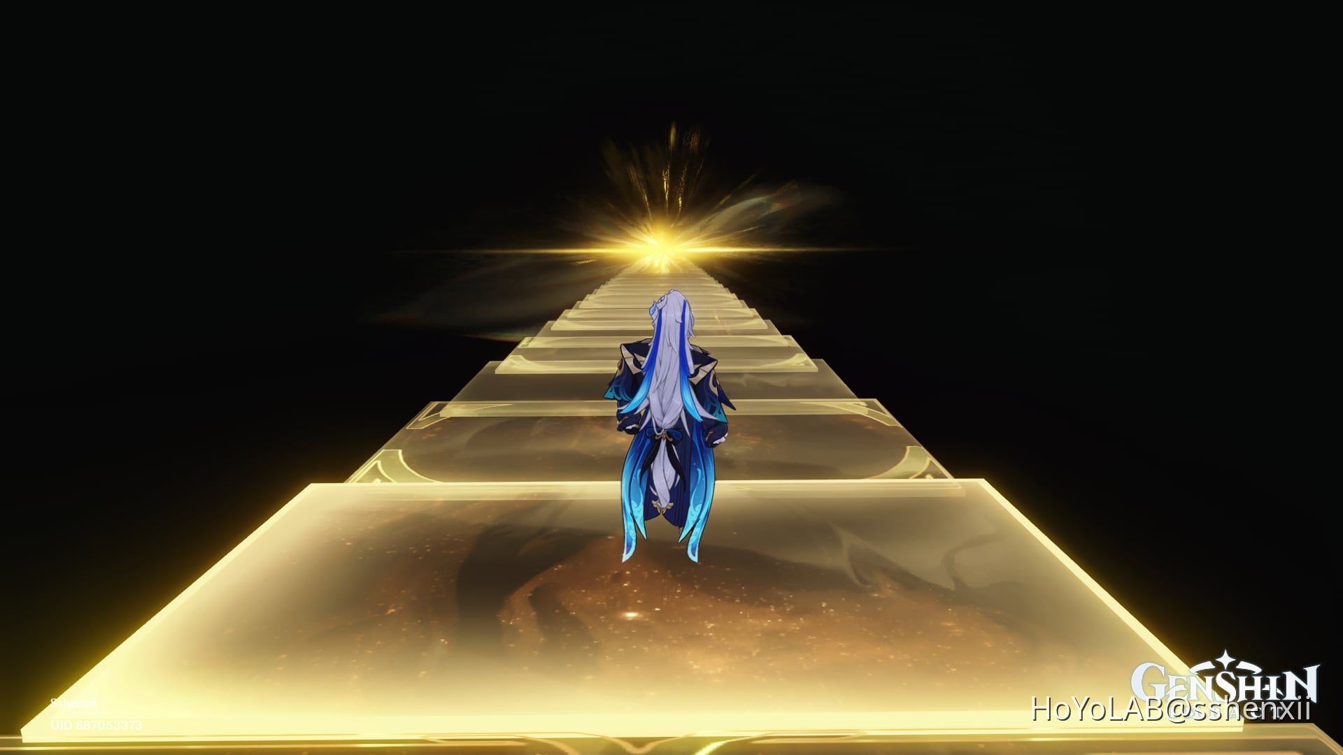 The golden stair in molten lava from the Natlan World Quest. (No ...