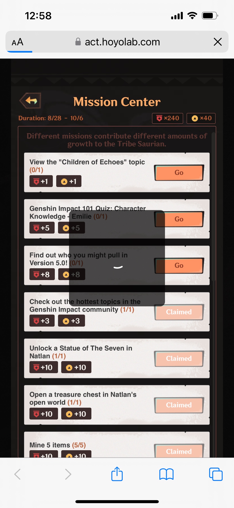 Progress Genshin Impact | HoYoLAB