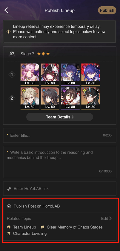 Publish your Memory of Chaos lineups to win a custom Personal Homepage ...